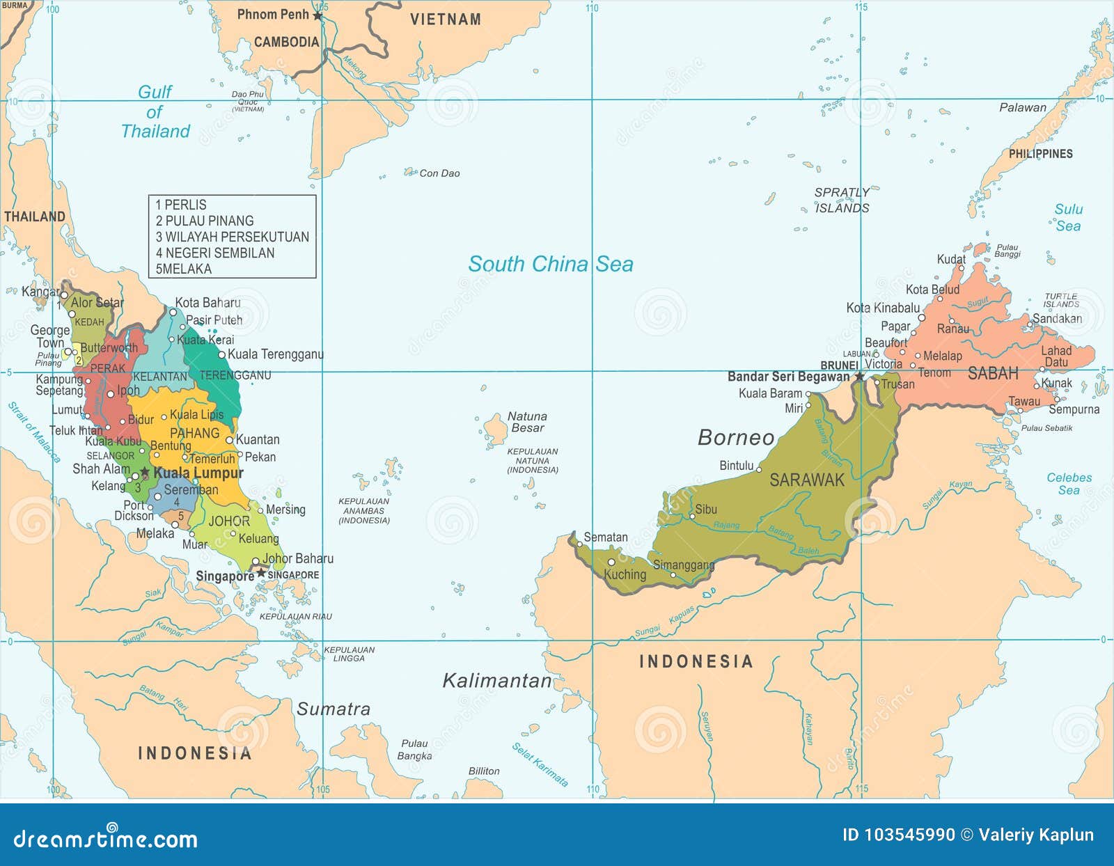 Malaysia Map - Detailed Vector Illustration Stock Photo | CartoonDealer ...