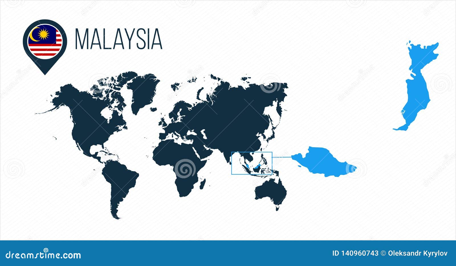 Malaysia Is Magnified Over A World Map, Illustration With Airplane ...