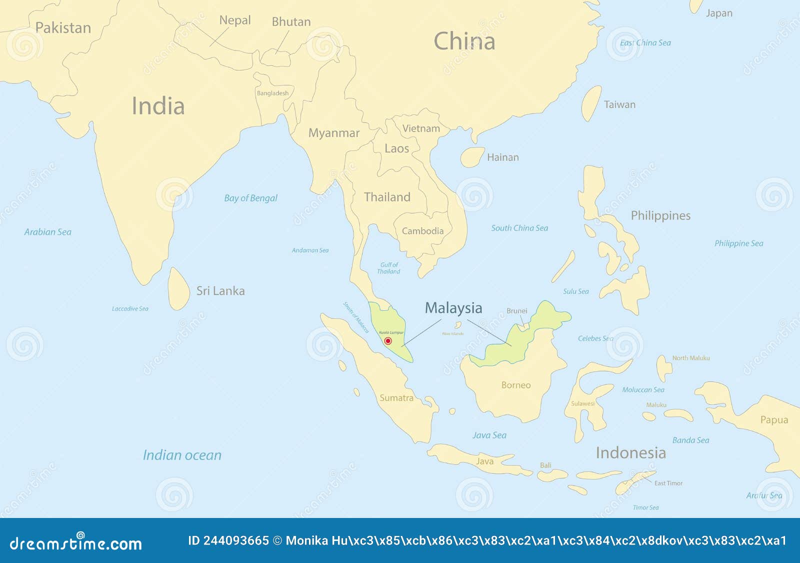Malaysia Maps Vector In Blue And Yellow Colors | CartoonDealer.com ...