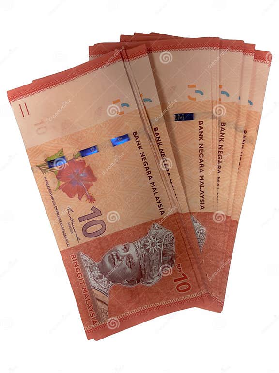 Malaysia Ringgit Currency in the Form of 10 Ringgit Notes. Stock Image ...
