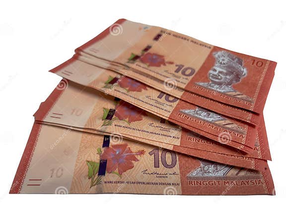 Malaysia Ringgit Currency in the Form of 10 Ringgit Notes. Stock ...