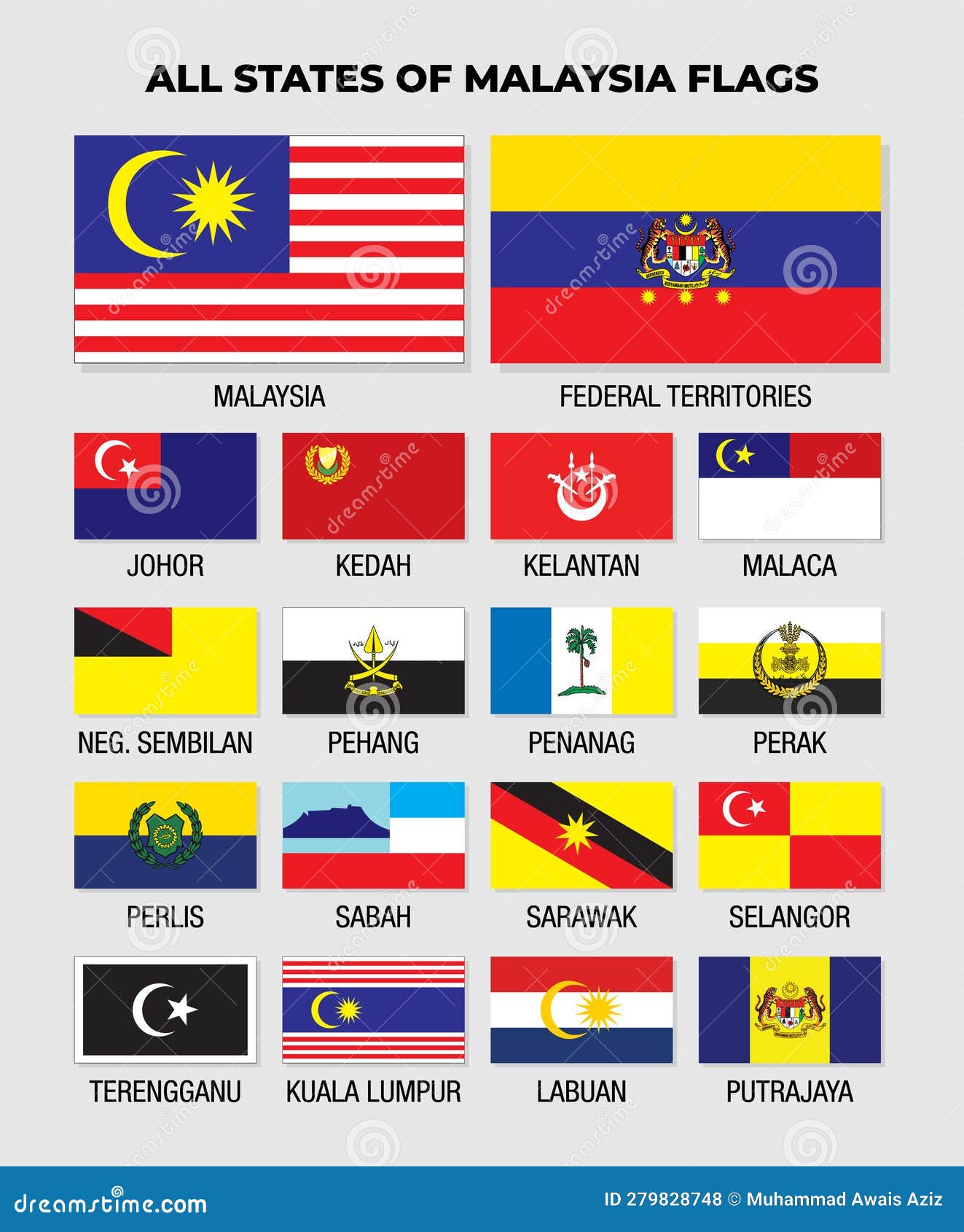 Malaysia State Flags Collection Design Template. States Flag of ...