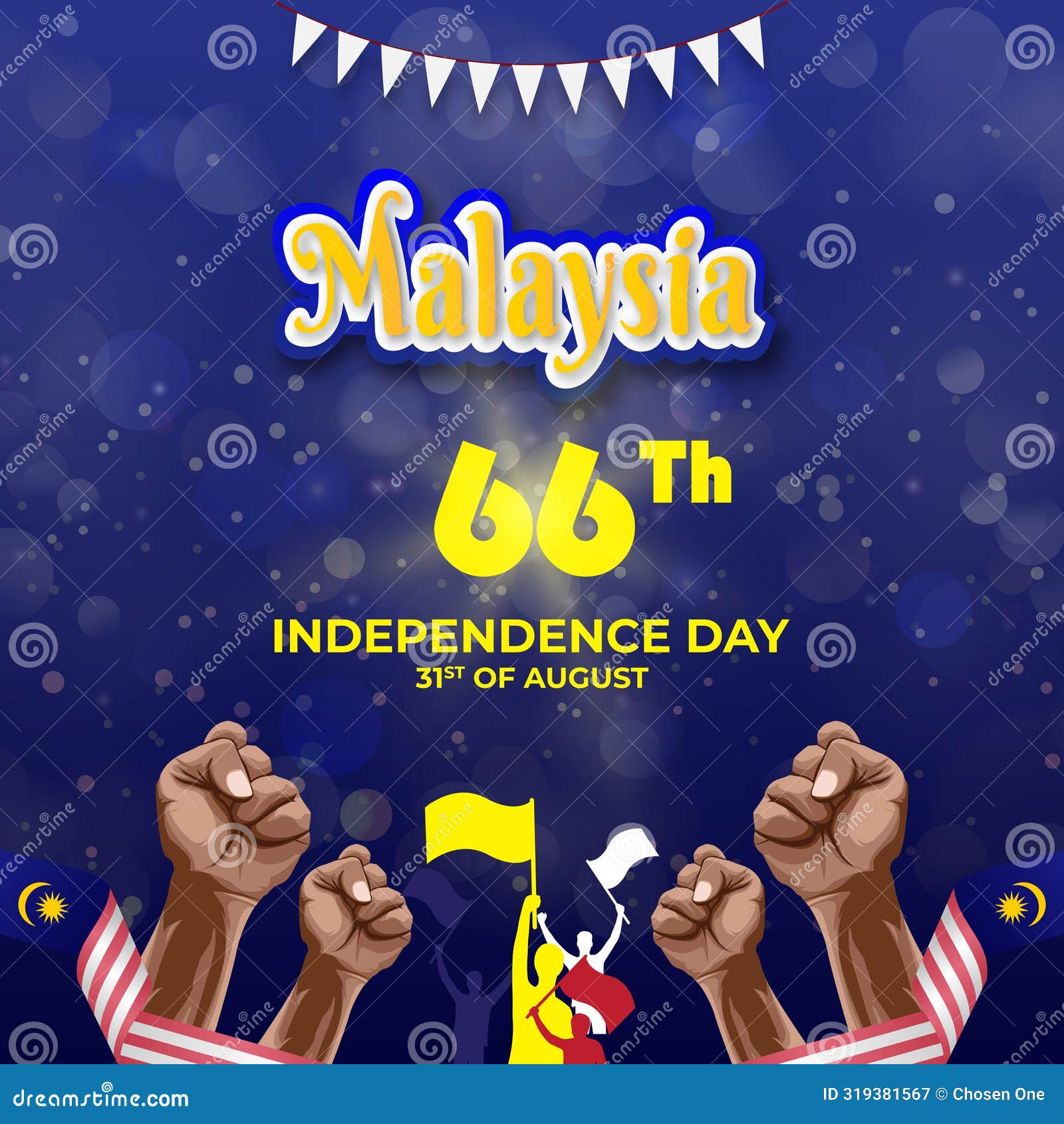 Malaysia 66th Independence Day 31th of August Banner with Abstract ...