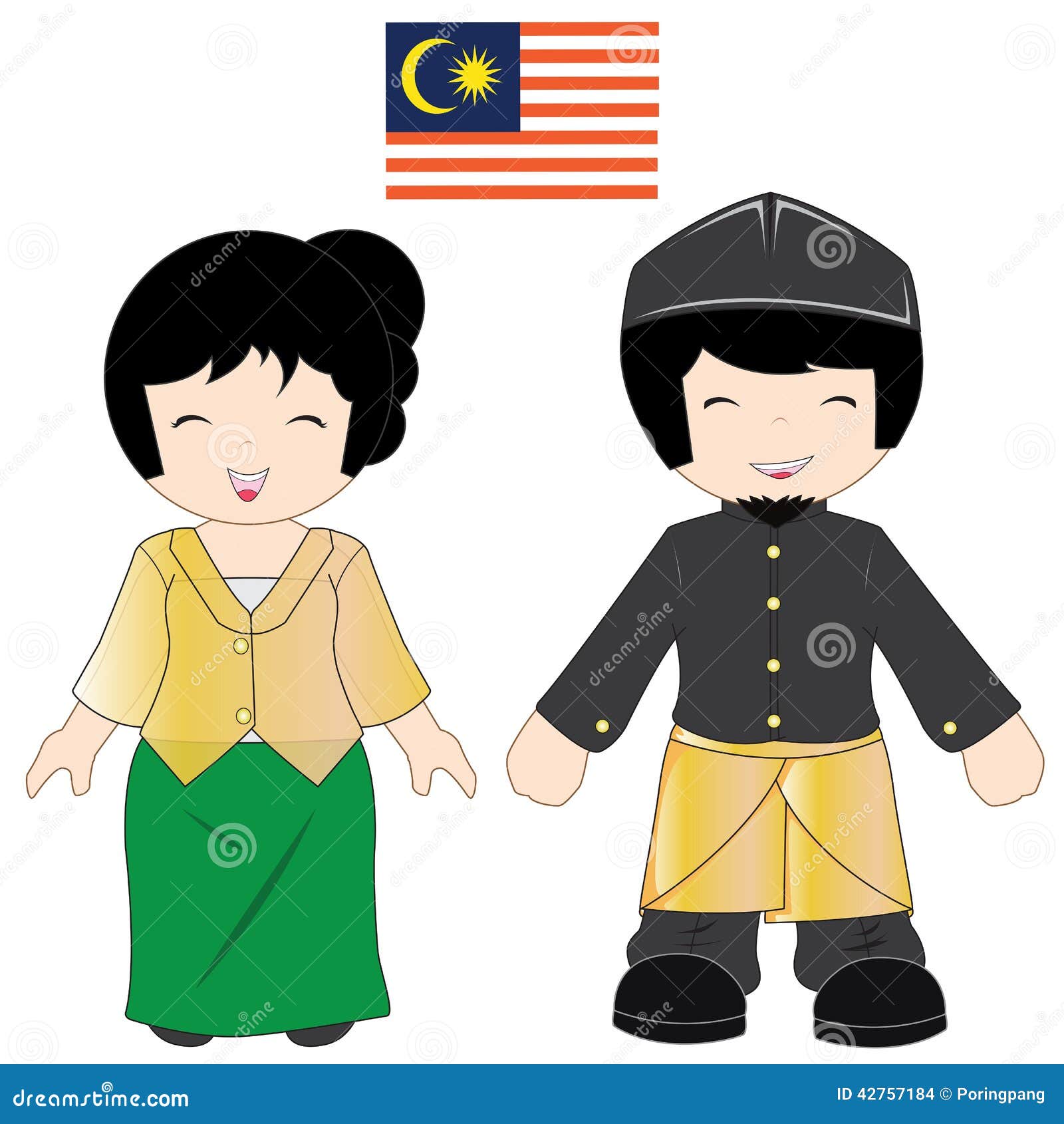 Malaysia Traditional Costume Vector Illustration | CartoonDealer.com ...