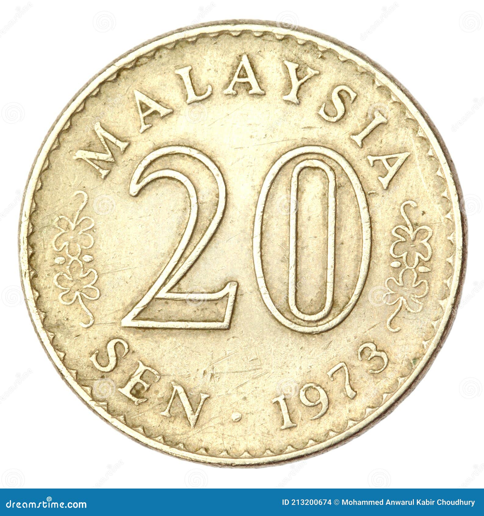 Malaysian Coin of 20 SEN of 1973 Stock Photo - Image of close ...