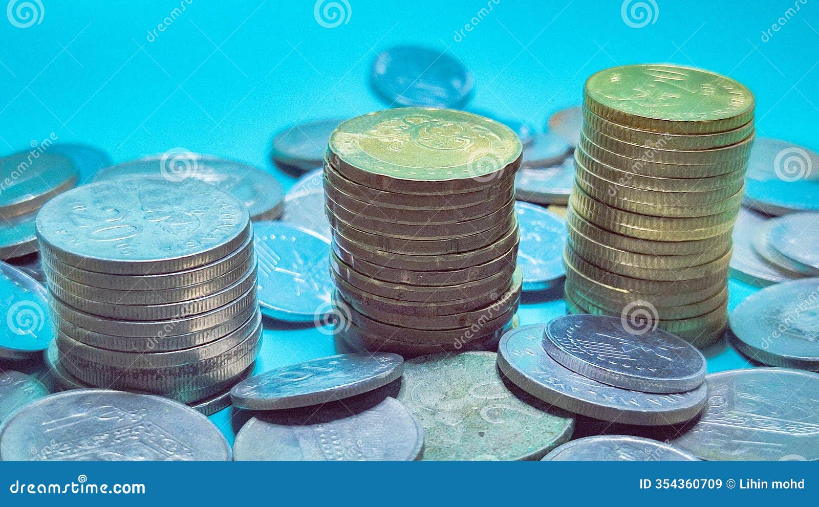Malaysian Coin Stacking and Distribution Stock Image - Image of metal ...