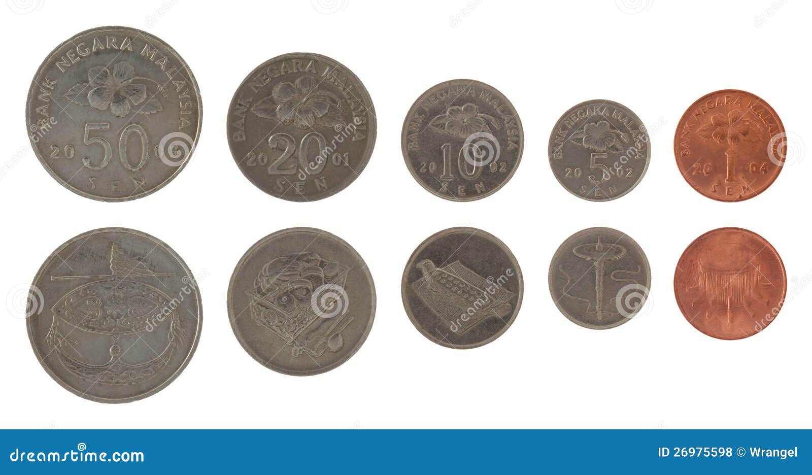 Malaysian Coins Isolated on White Stock Photo - Image of copper ...