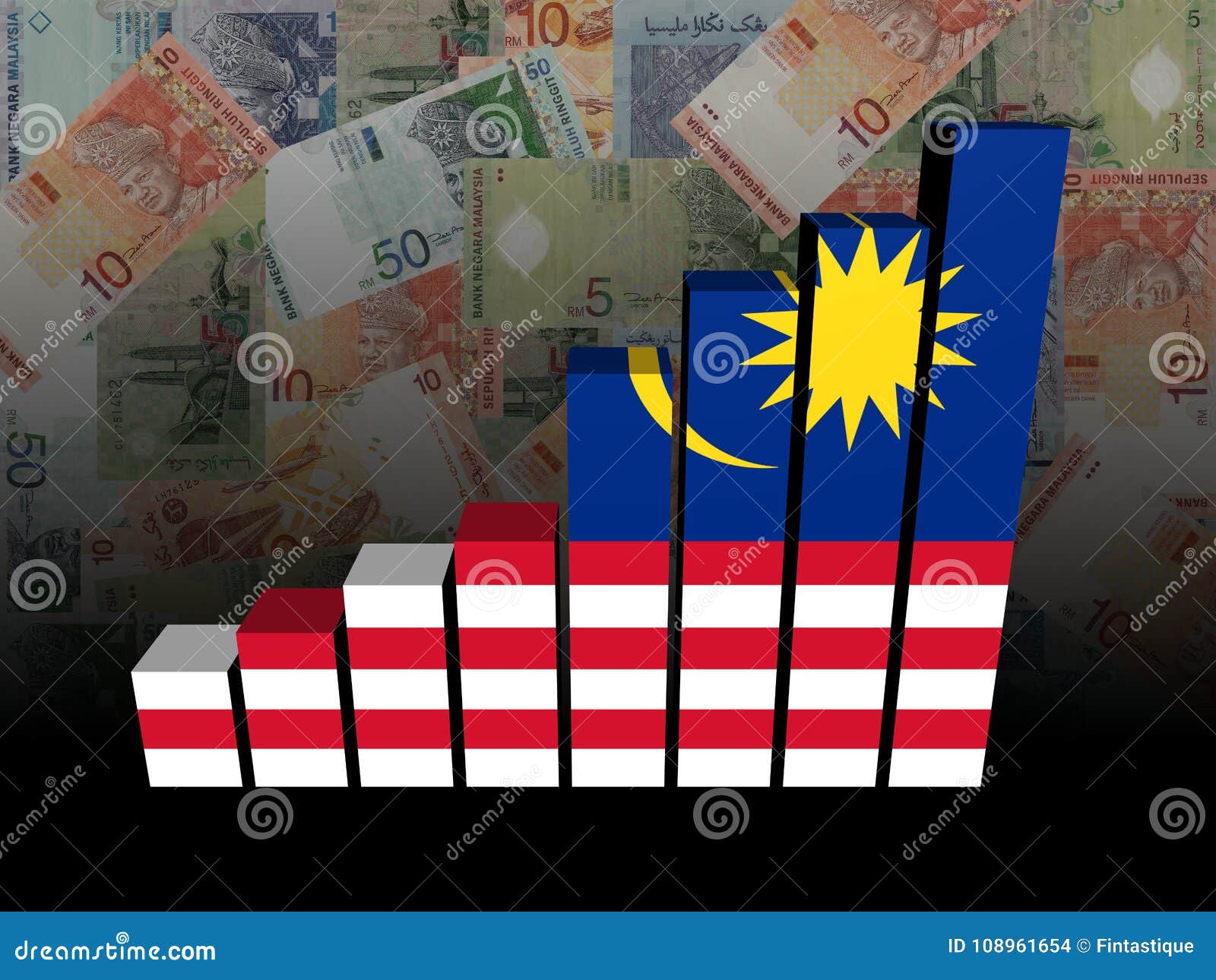 Malaysian Flag Bar Chart Over Ringgit Illustration Stock Illustration ...