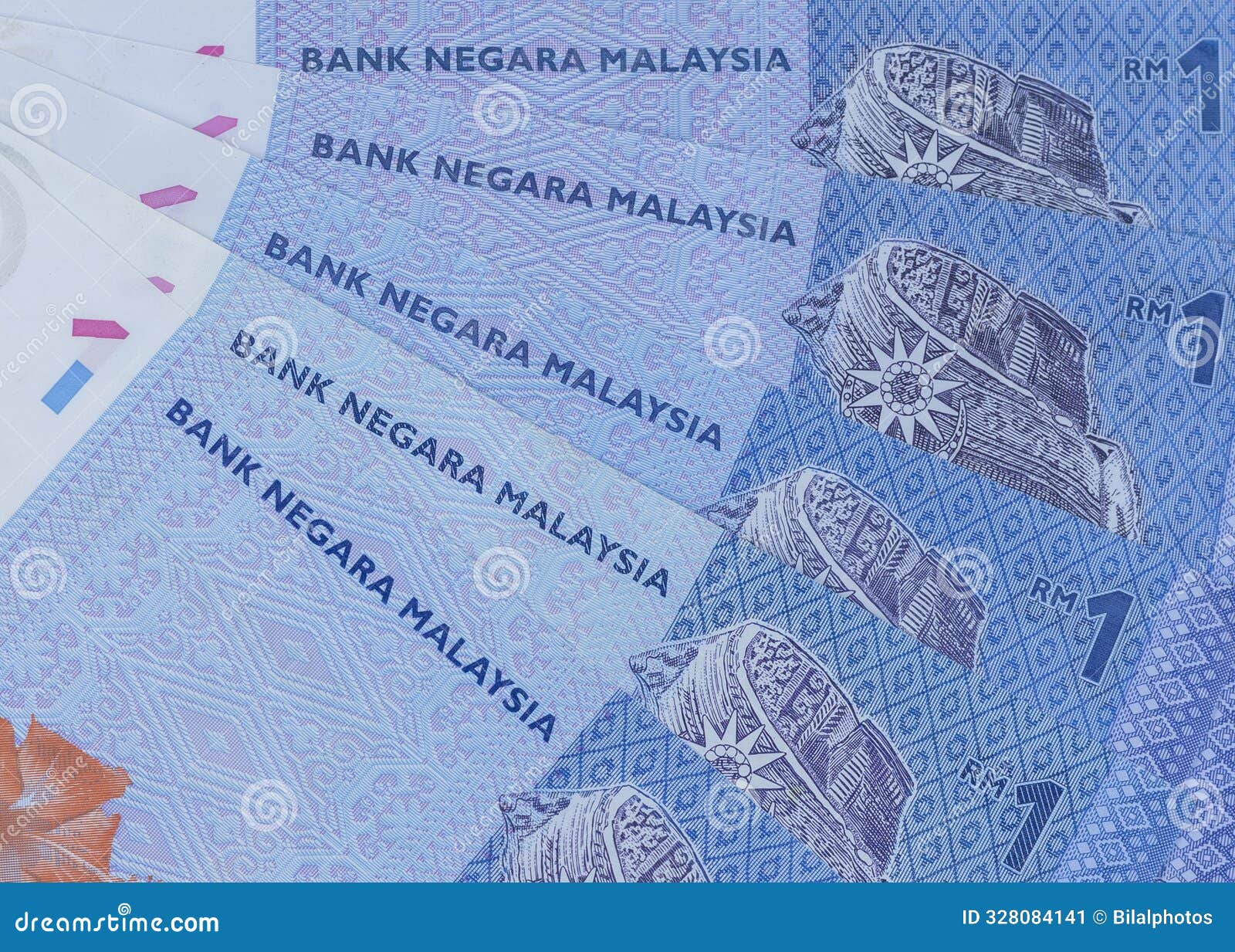 Malaysian One Ringgit Banknotes in a Fan Arrangement Closeup Stock ...