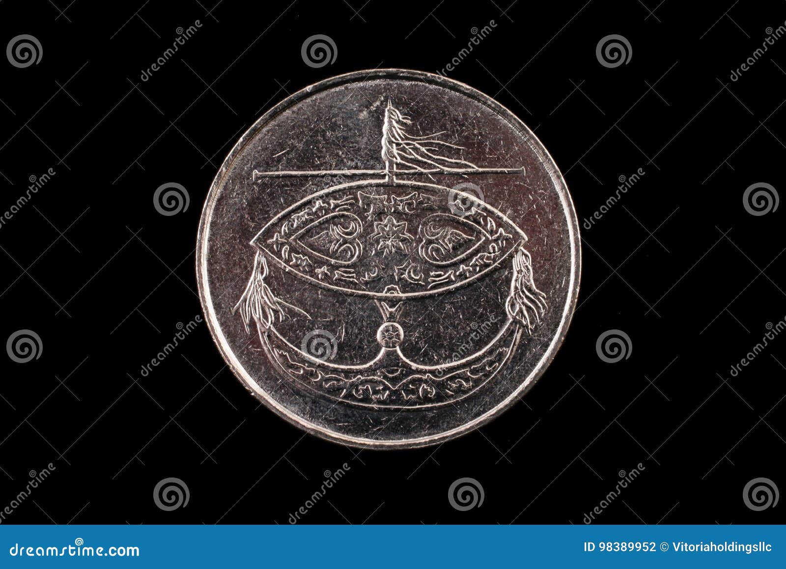 Malaysian 50 Sen Coin Close Up on Black Stock Photo - Image of macro ...
