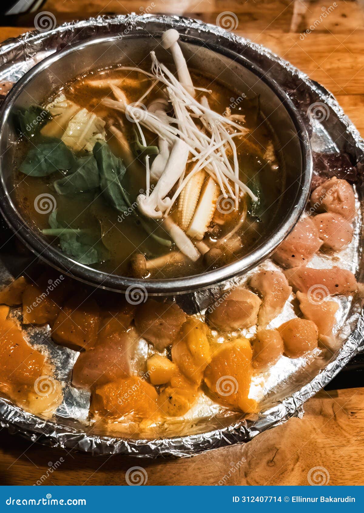 Malaysian Steamboat with Hot Pot Grilled on the Table Stock Photo ...