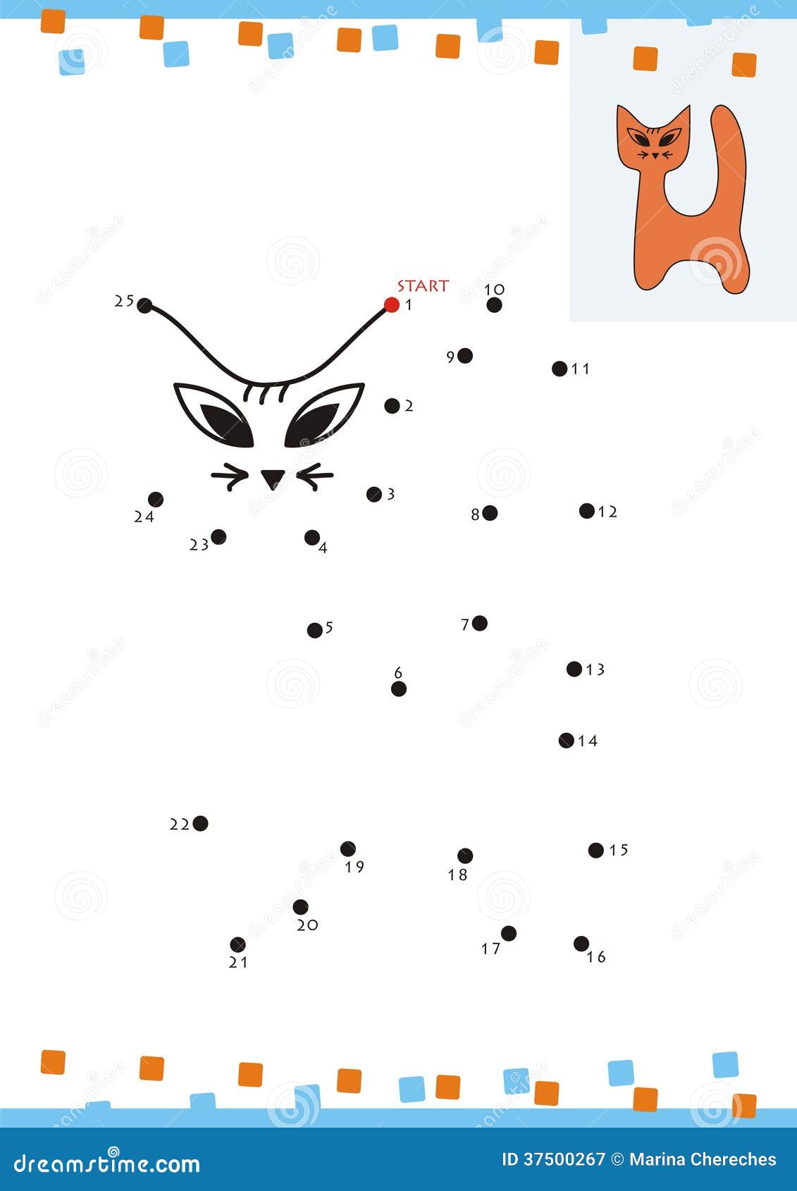 Malbuchpunkt Zu Punktieren. Die Katze Vektor Abbildung - Illustration ...