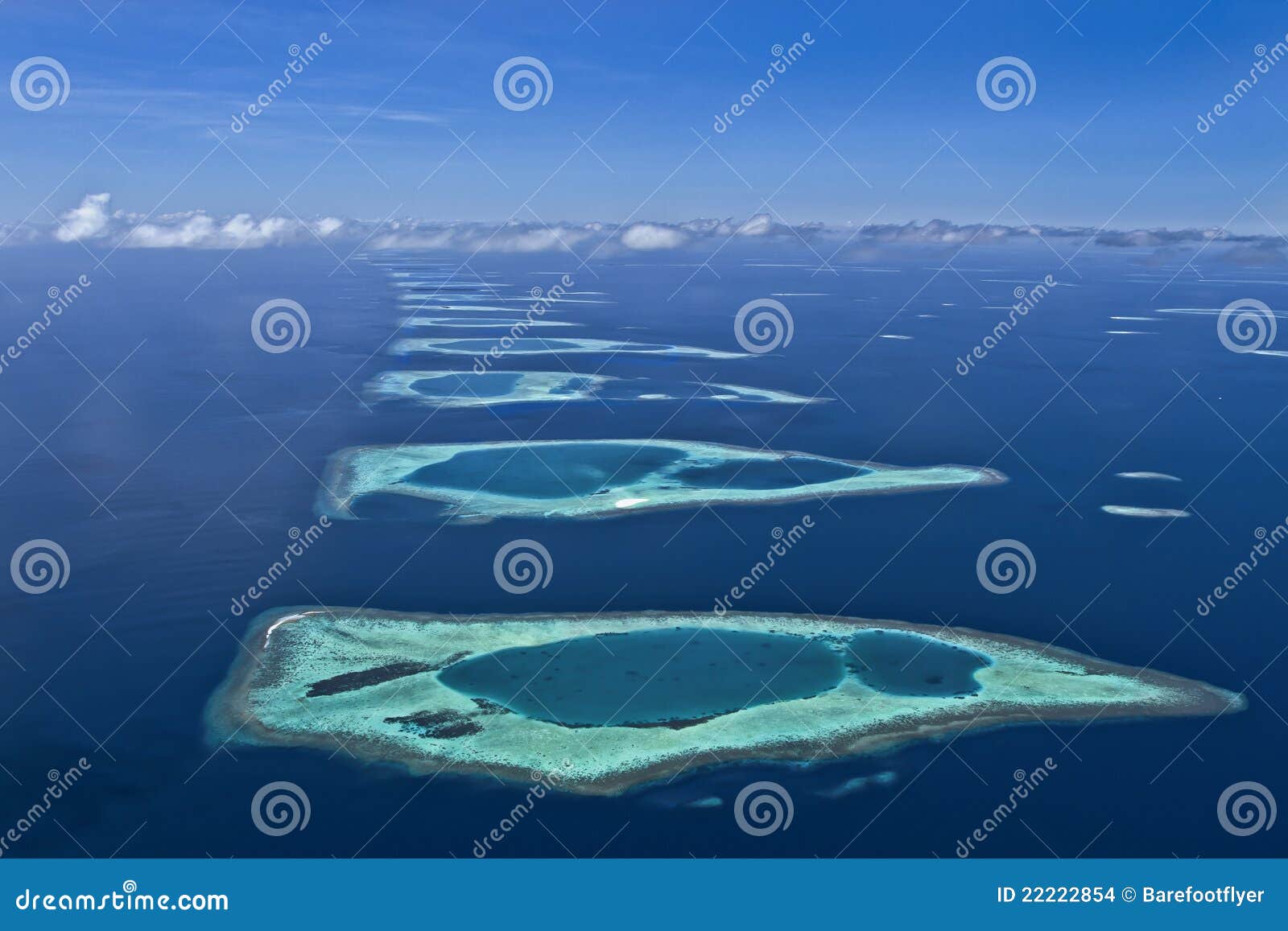 Maldives Atolls And Coral Reefs View From A Seaplane. Calm Blue Sea And ...