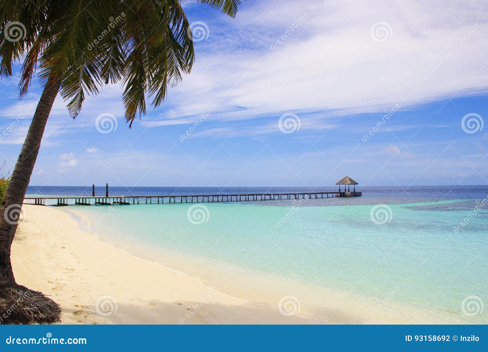 Maldives, beach and dock stock photo. Image of blue, dock - 93158692