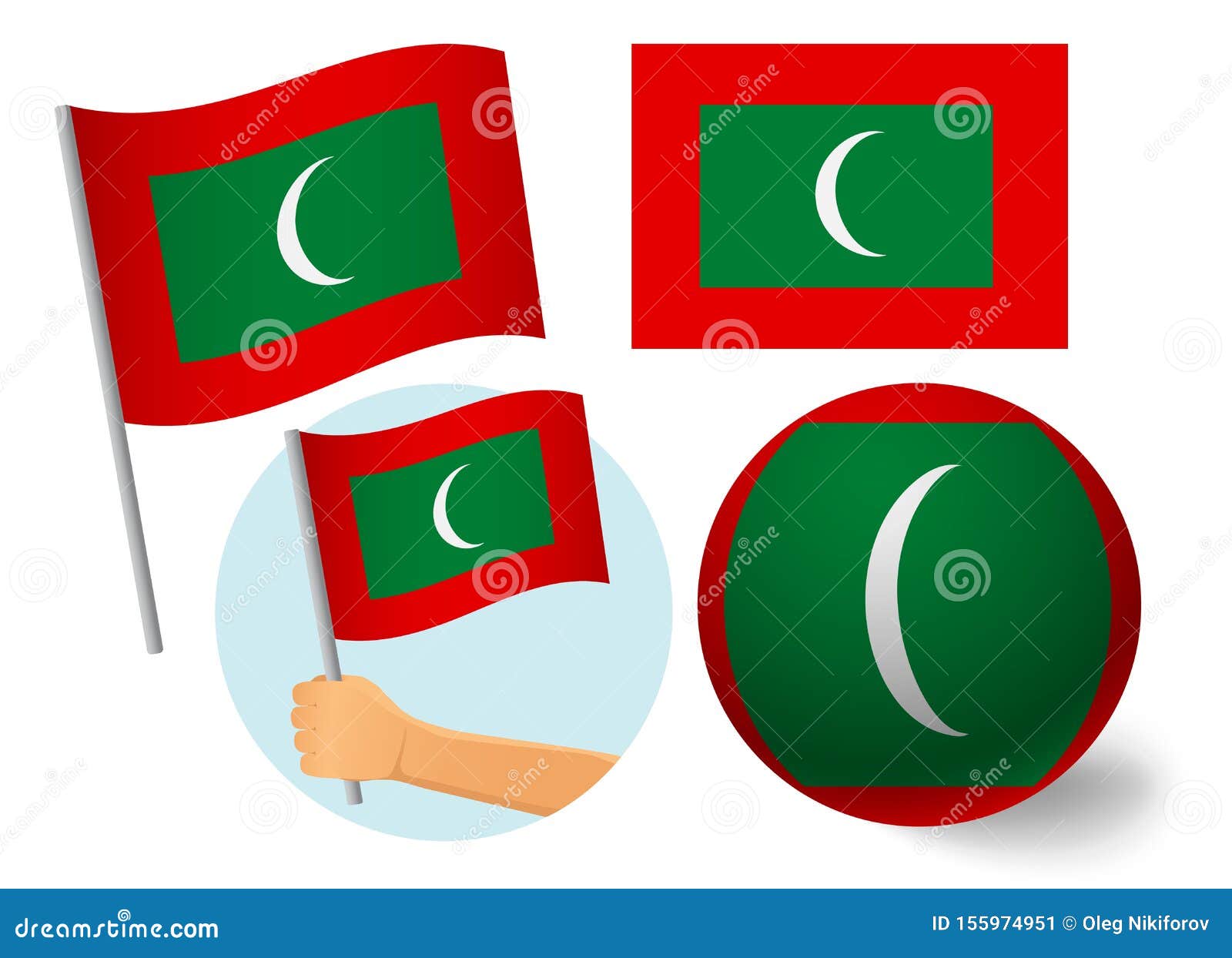Maldives flag icon set stock illustration. Illustration of national ...