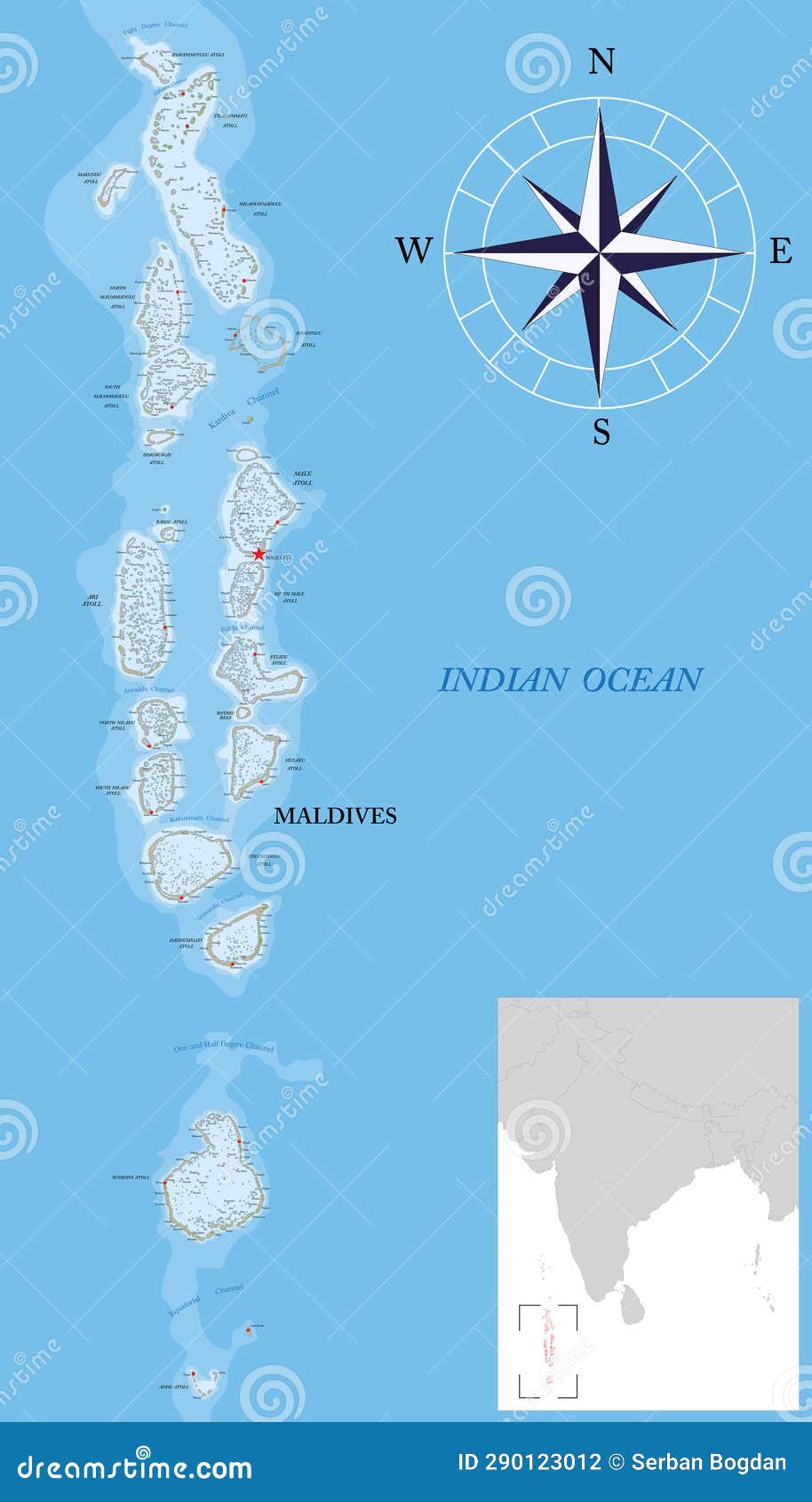 Maldives Islands Highly Detailed Physical Map Vector Illustration ...