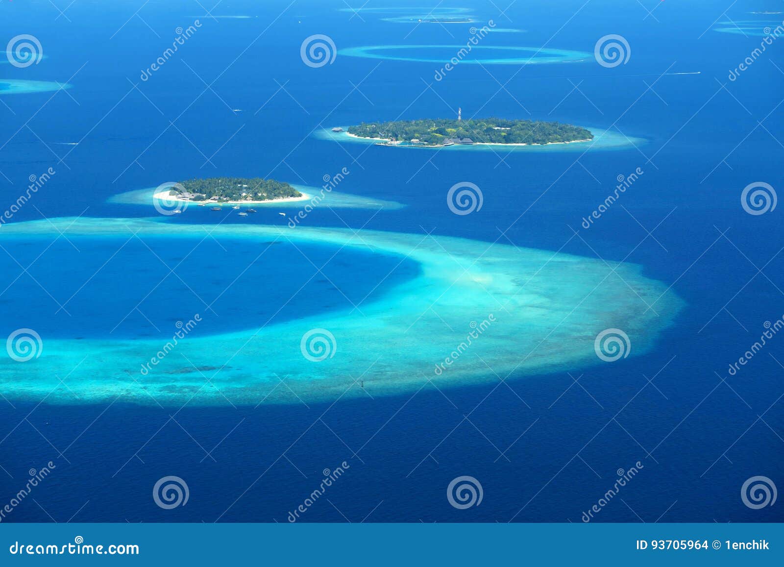 Maldives Islands Top View from Airplane Stock Photo - Image of airplane ...