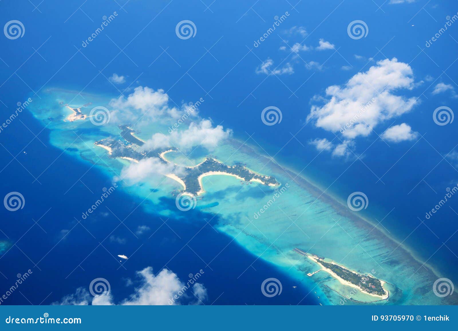 Maldives Islands Top View from Airplane Stock Photo - Image of cloud ...