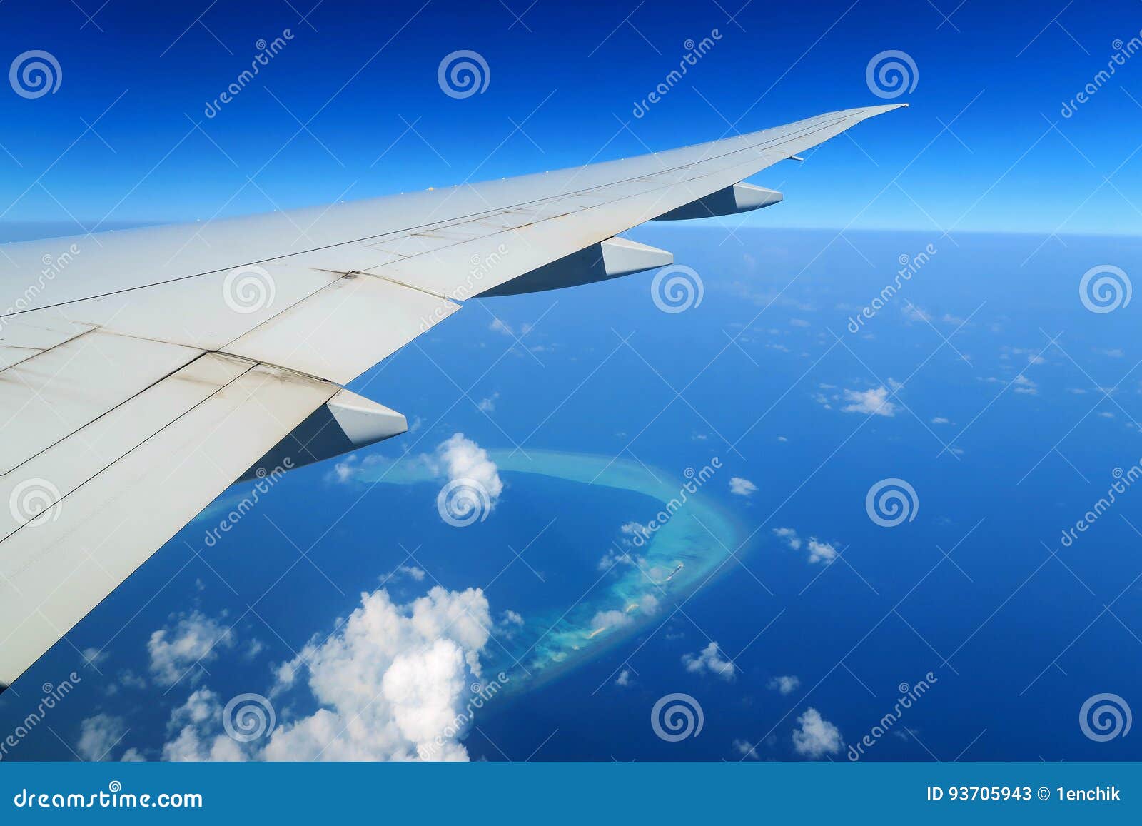 Maldives Islands Top View and Airplane Wing Stock Image - Image of ...