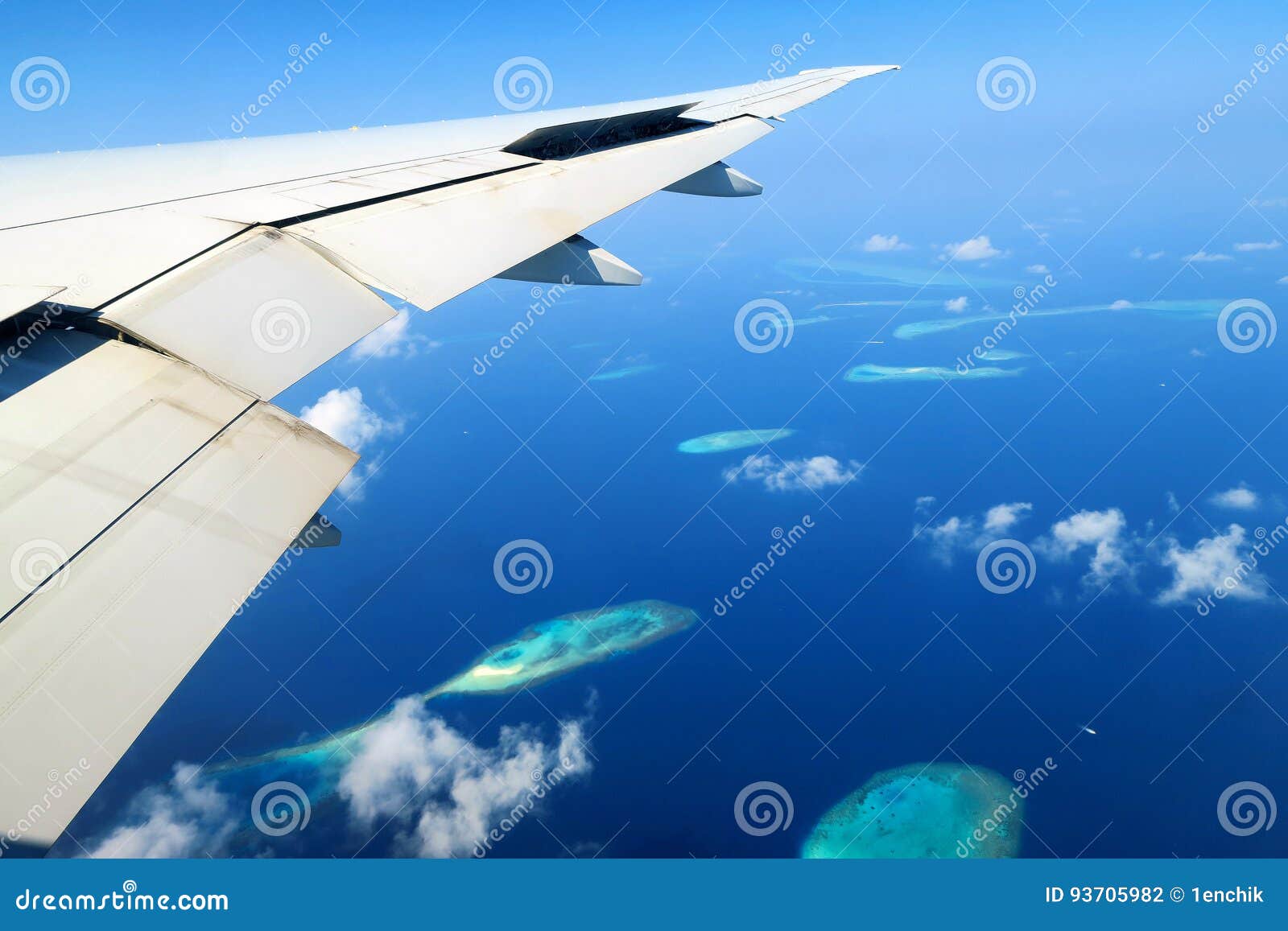 Maldives Islands Top View and Airplane Wing Stock Photo - Image of ...