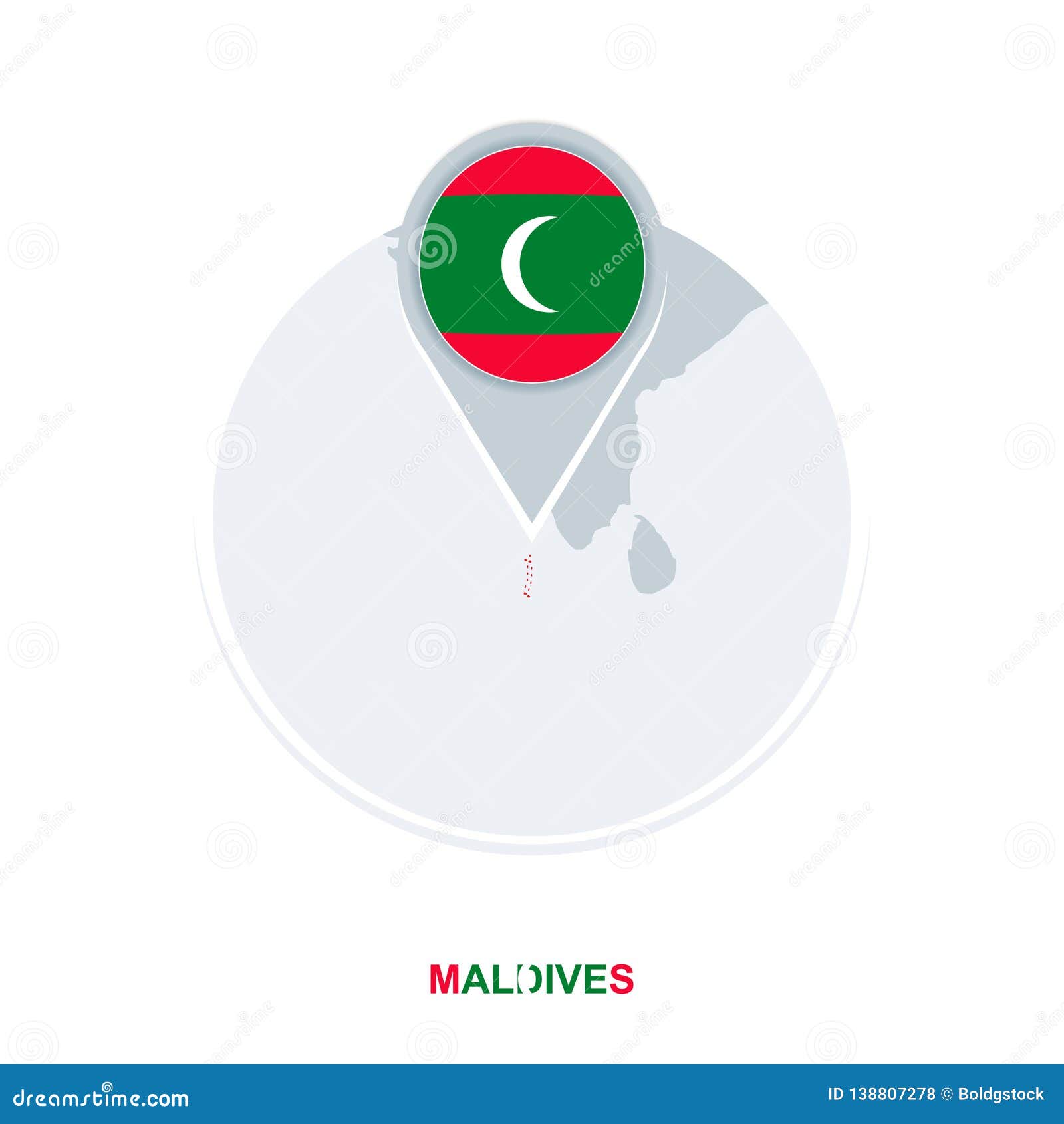 Maldives Map and Flag, Vector Map Icon with Highlighted Maldives Stock ...