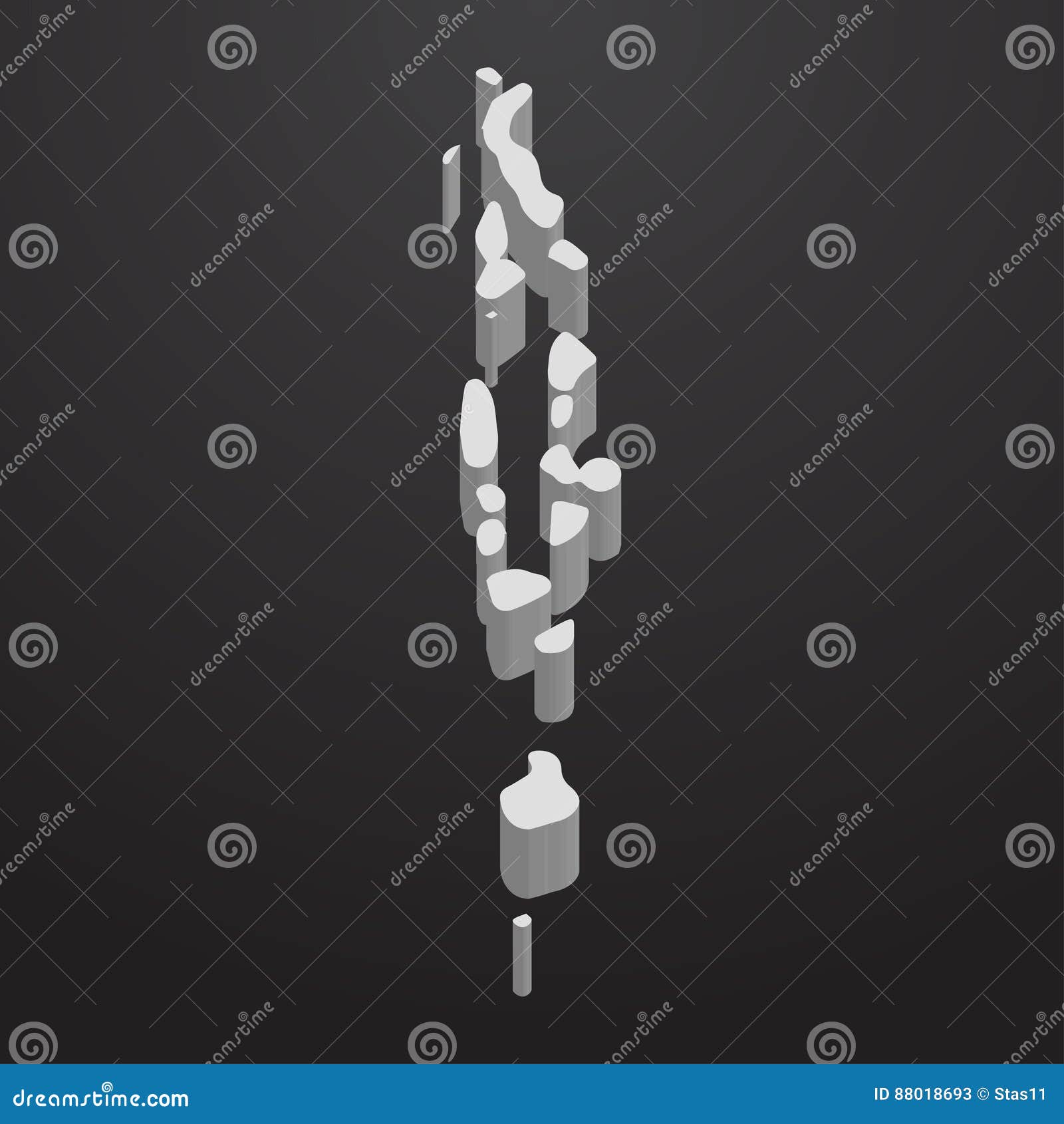 Maldives Map in Gray on a Black Background 3d Stock Illustration ...