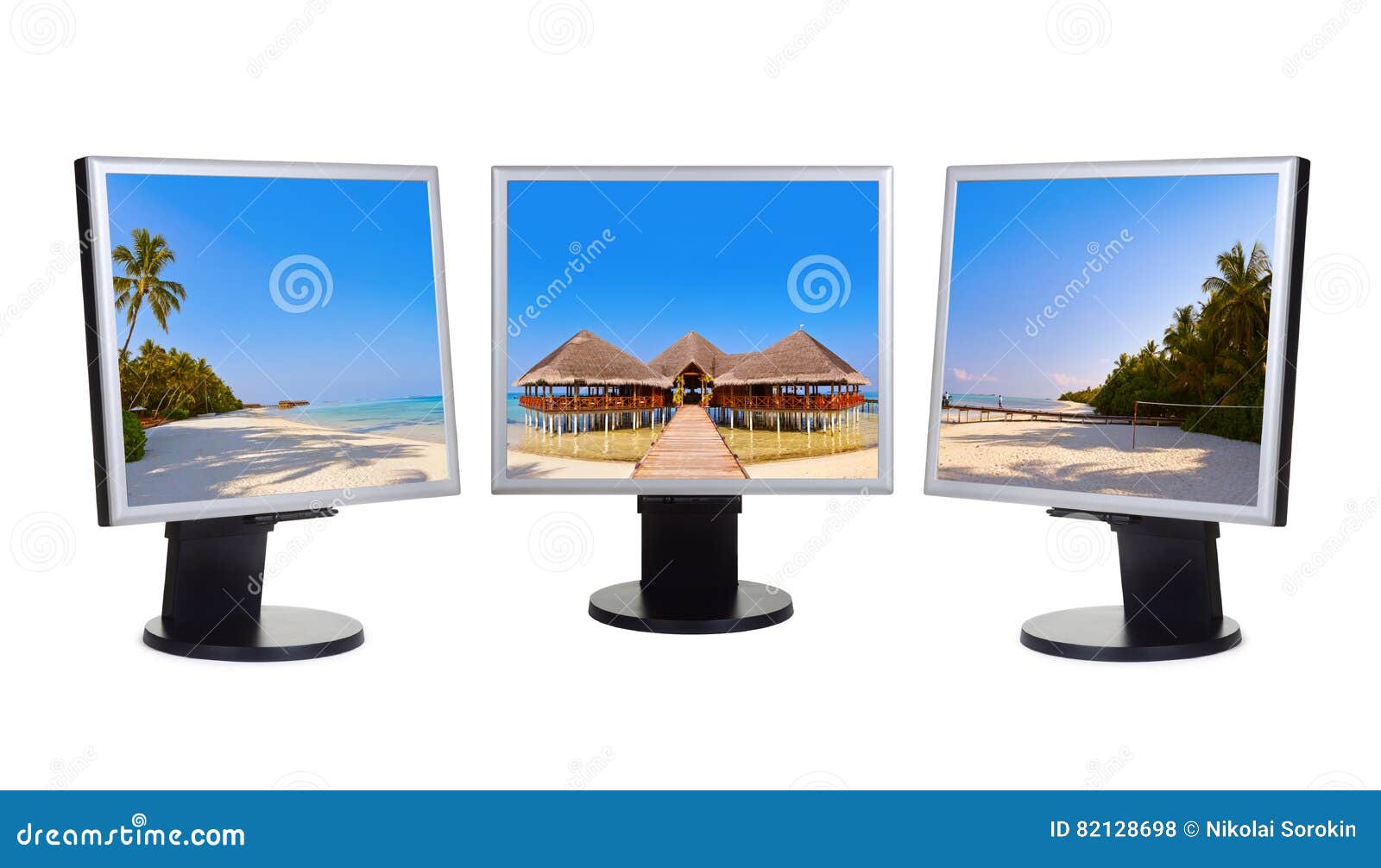 Maldives Panorama in Computer Monitors Stock Photo - Image of business ...