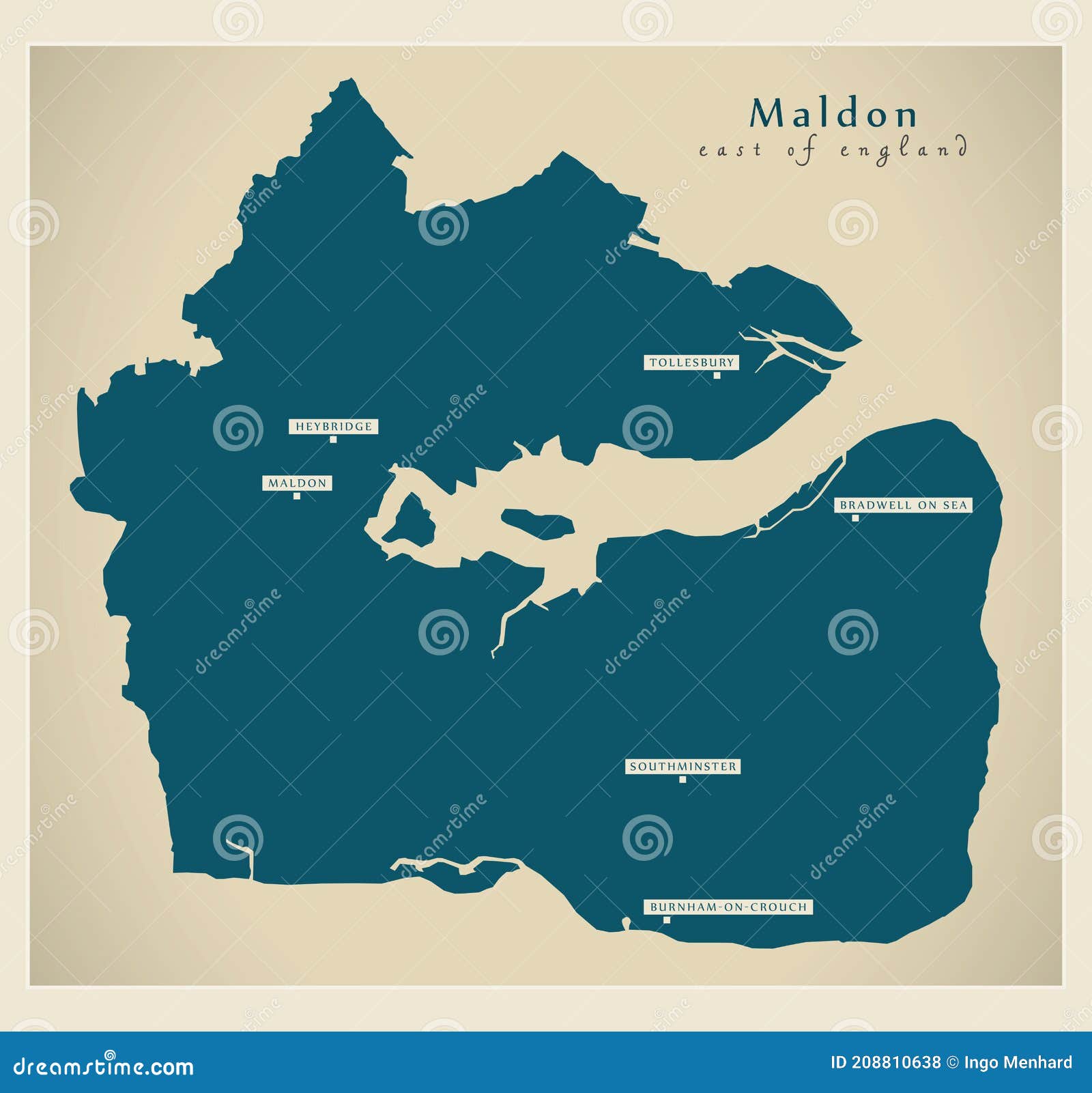 Maldon District Map - England UK Stock Vector - Illustration of east ...