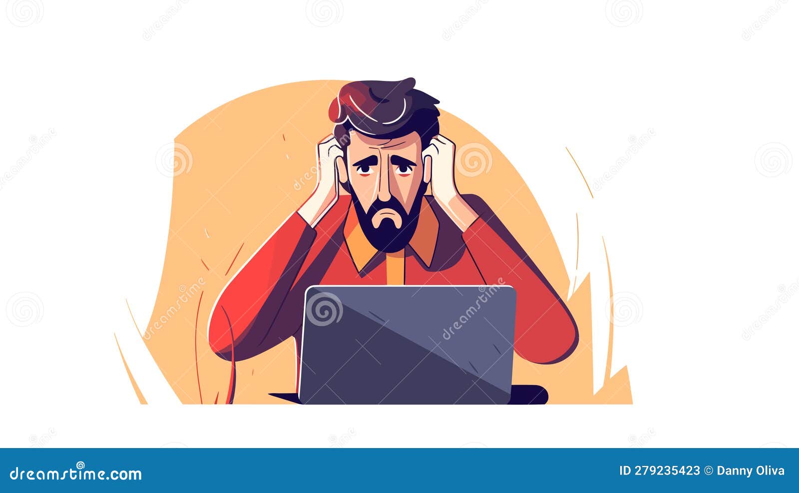 Screen Stress: Illustrating the Strain of a Man S Online World Stock ...