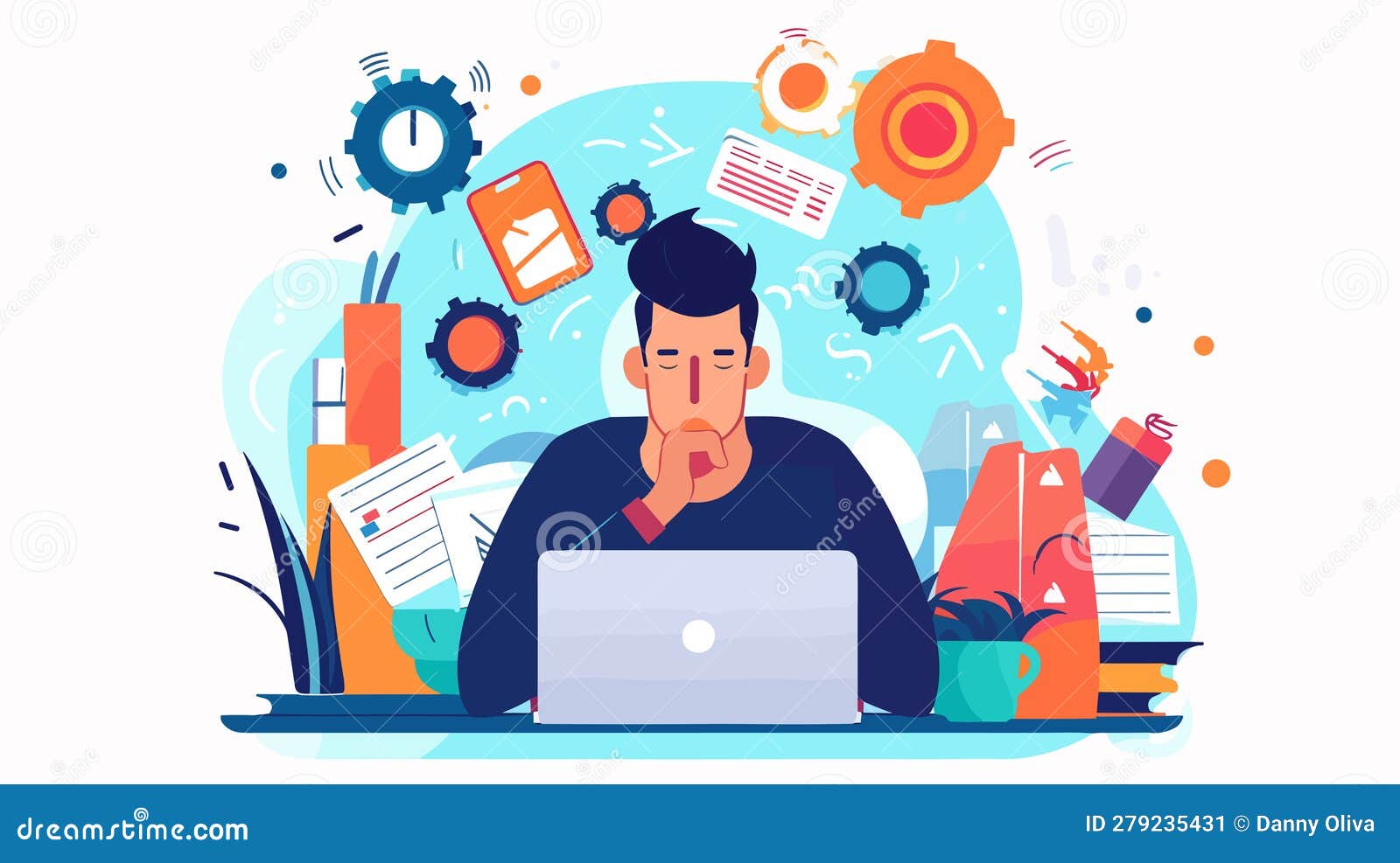 Computer Chaos: a Stressed Man S Struggle in the Digital Domain Stock ...