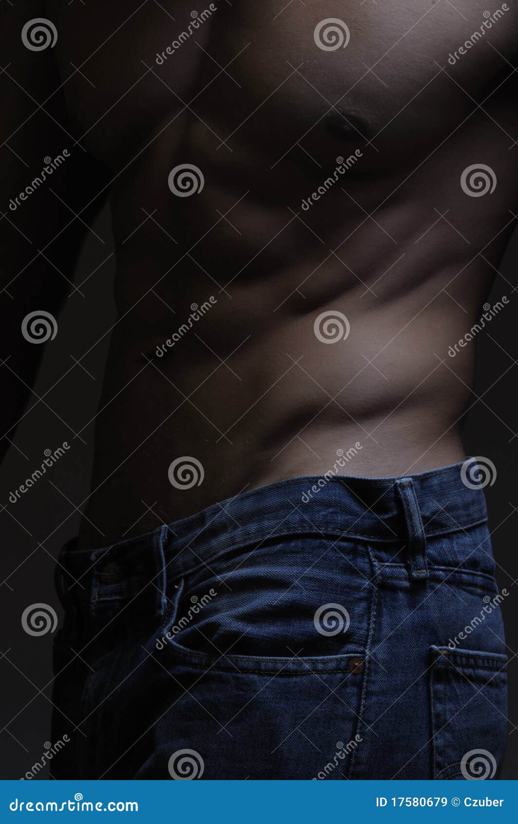 Male abs stock image. Image of oblique, physique, jeans - 17580679