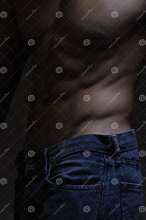 Male abs stock image. Image of oblique, physique, jeans - 17580679