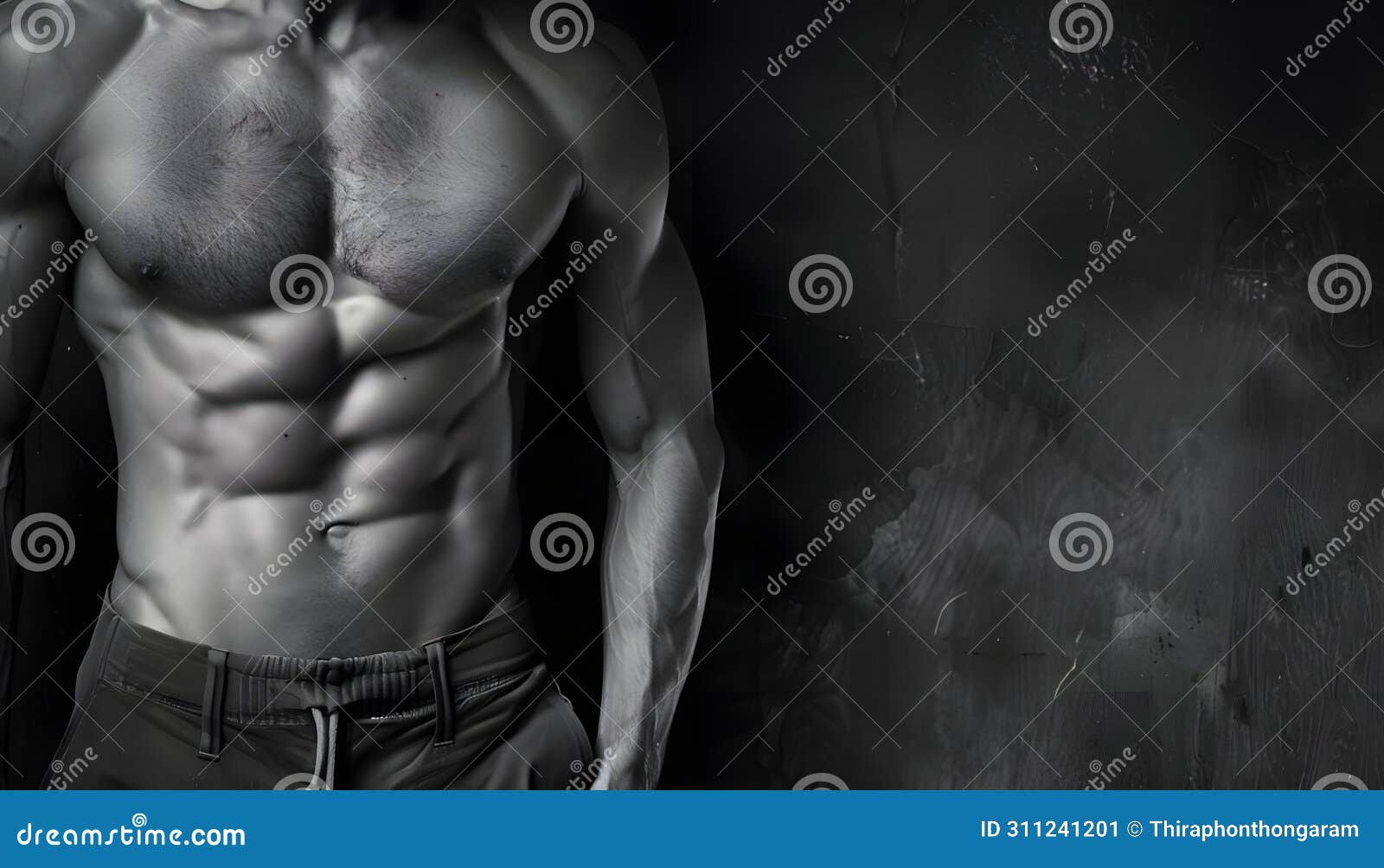 Muscled Male Model Torso with Abs Stock Illustration - Illustration of ...