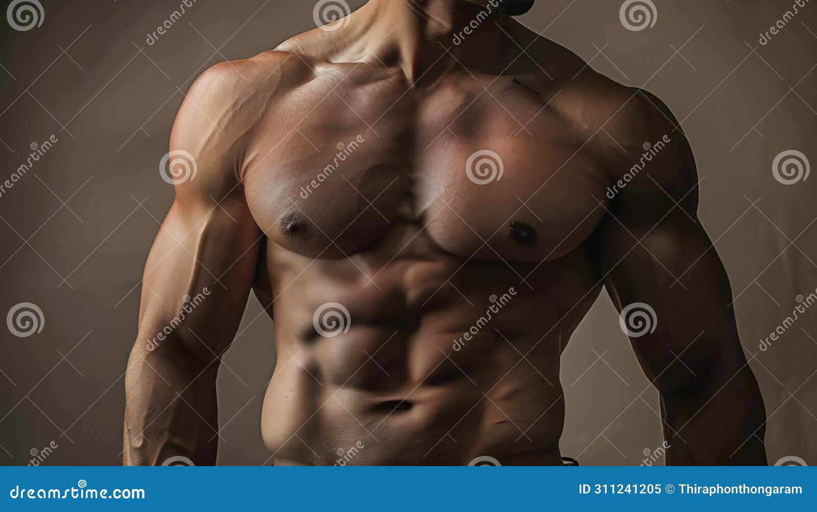 Muscled Male Model Torso with Abs Stock Illustration - Illustration of ...