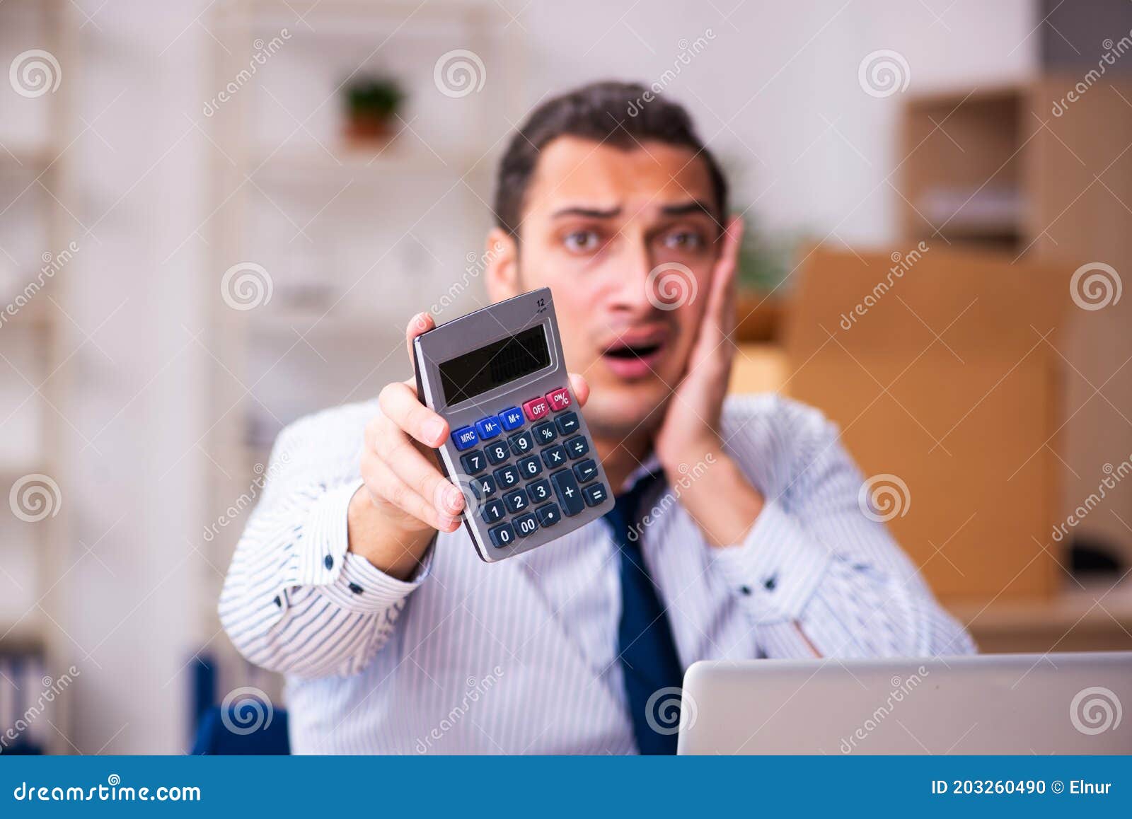 Young Male Accountant in Crisis Concept Stock Photo - Image of ...
