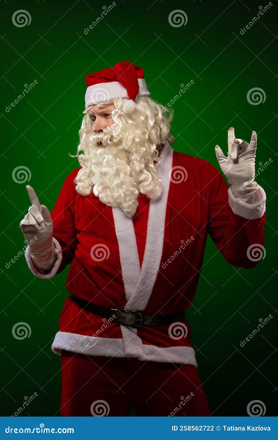 Male Actor in a Costume of Santa Claus Dancing and Gesturing Stock ...