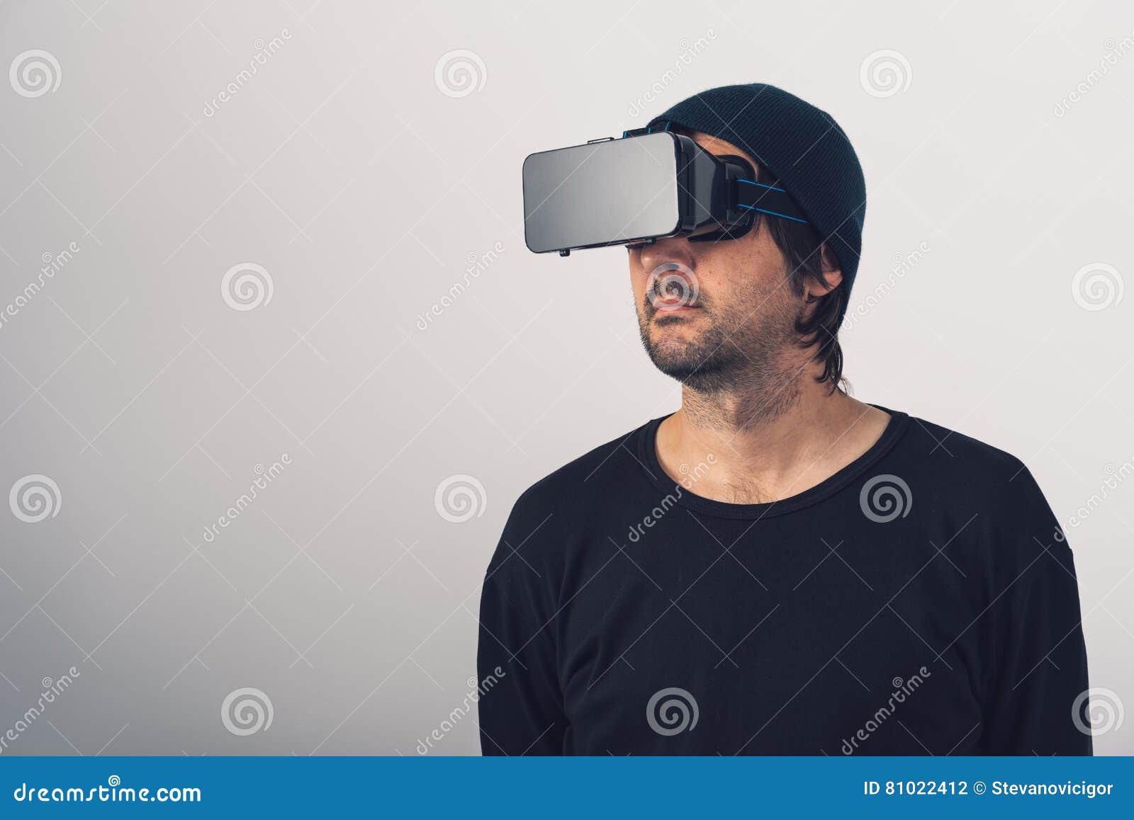 Male Actor in Virtual Reality Environment Wearing Vr Goggles Stock ...