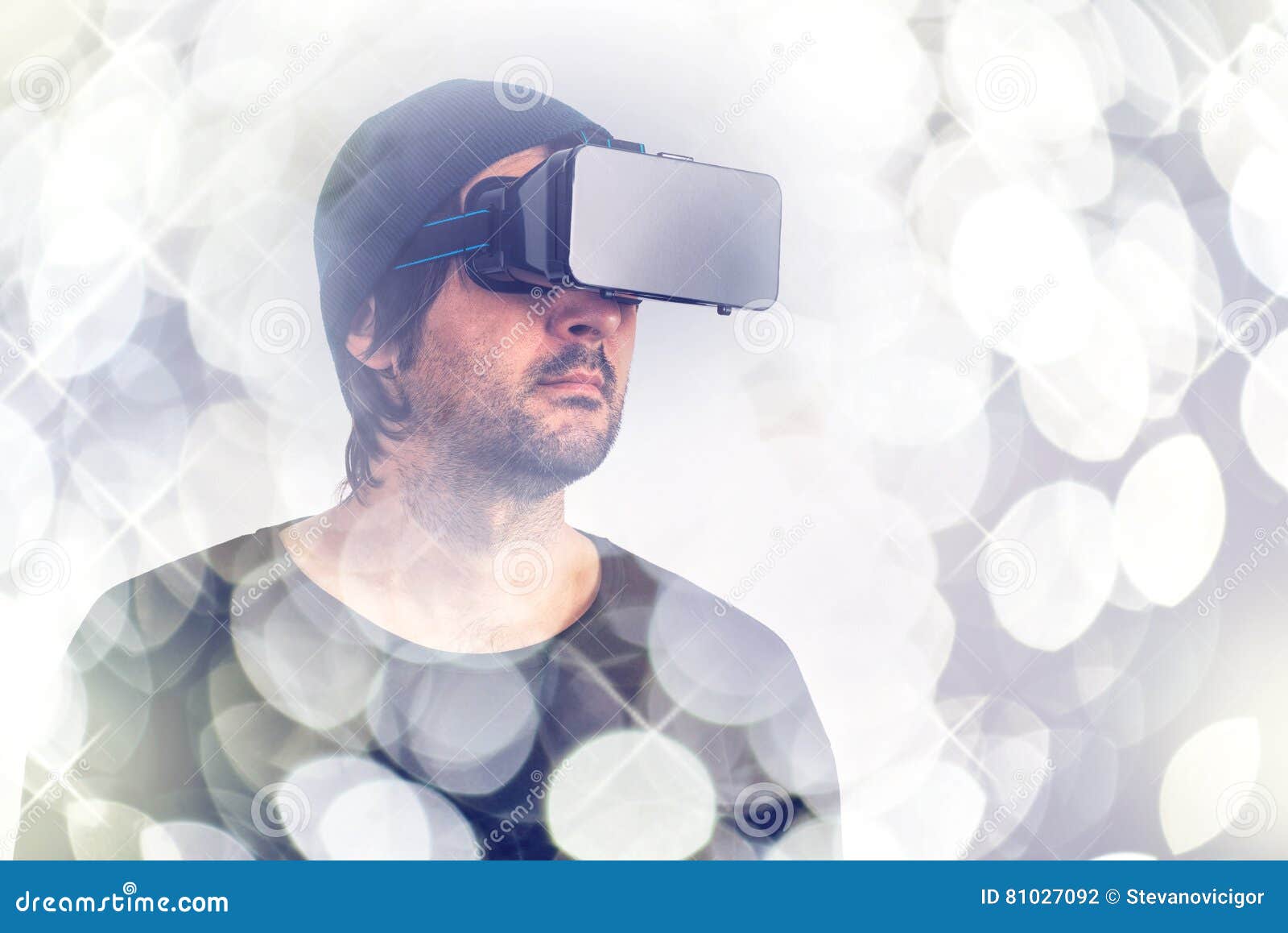 Male Actor in Virtual Reality Environment Wearing Vr Goggles Stock ...