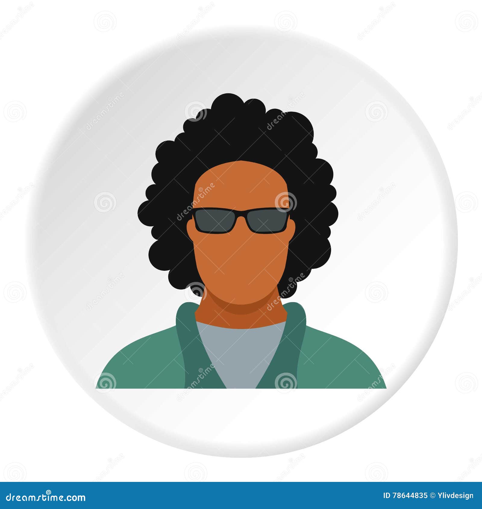 Male Afro Avatar Icon, Flat Style Stock Vector - Illustration of icon ...
