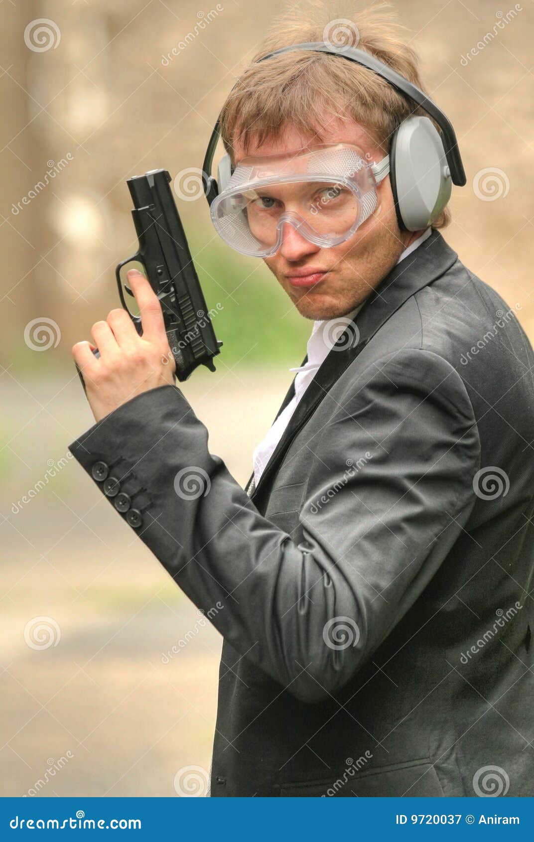 Male agent with gun stock image. Image of police, warning - 9720037