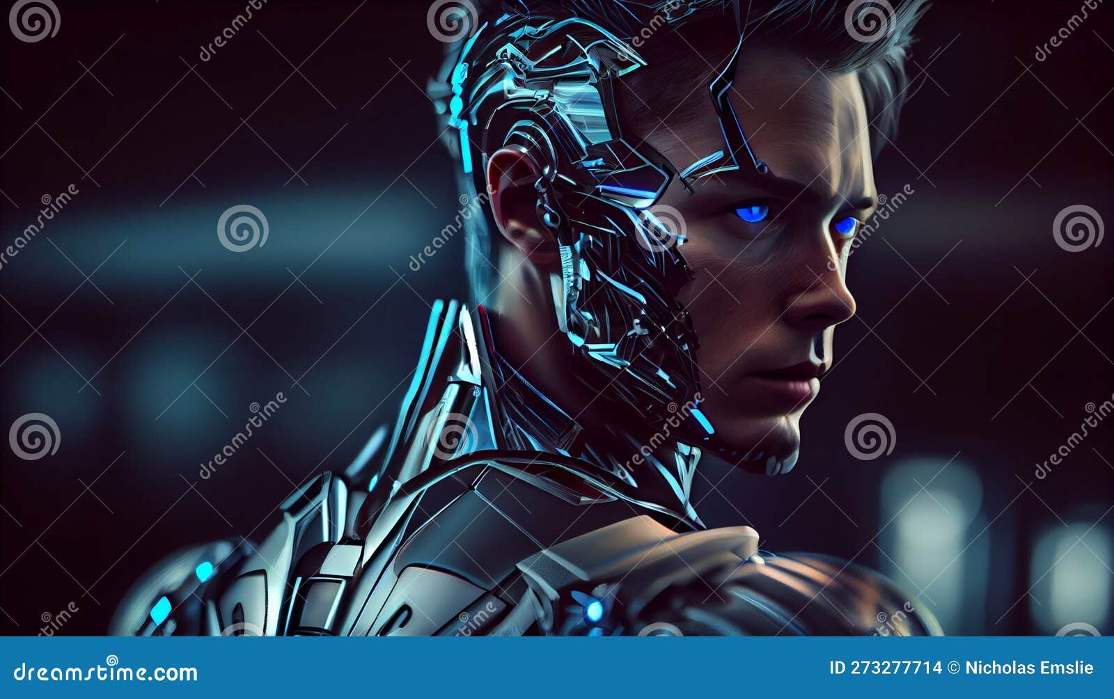 Male Android Robot Ai Generated Stock Illustration - Illustration of ...