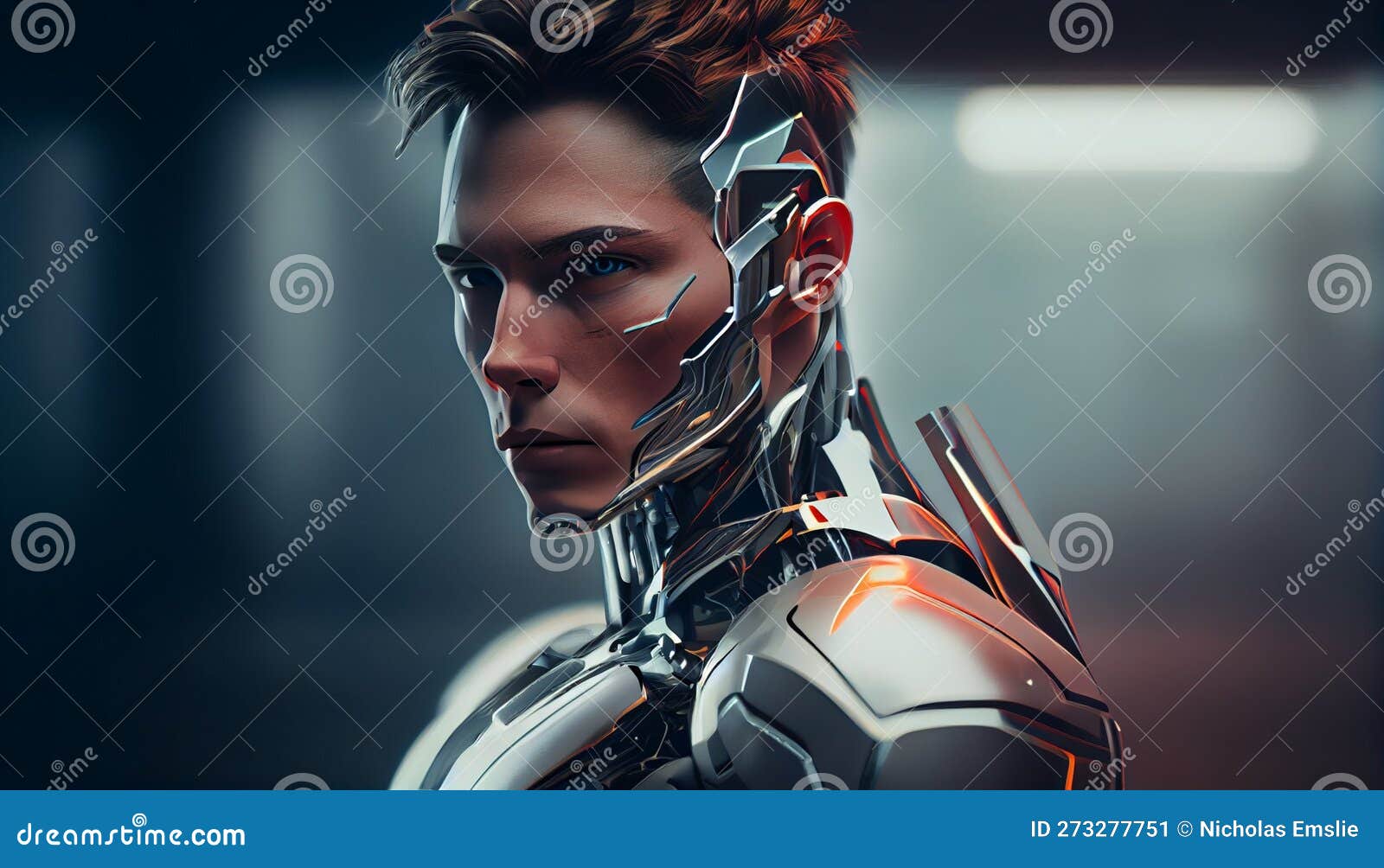 Male Android Robot Ai Generated Stock Illustration - Illustration of ...