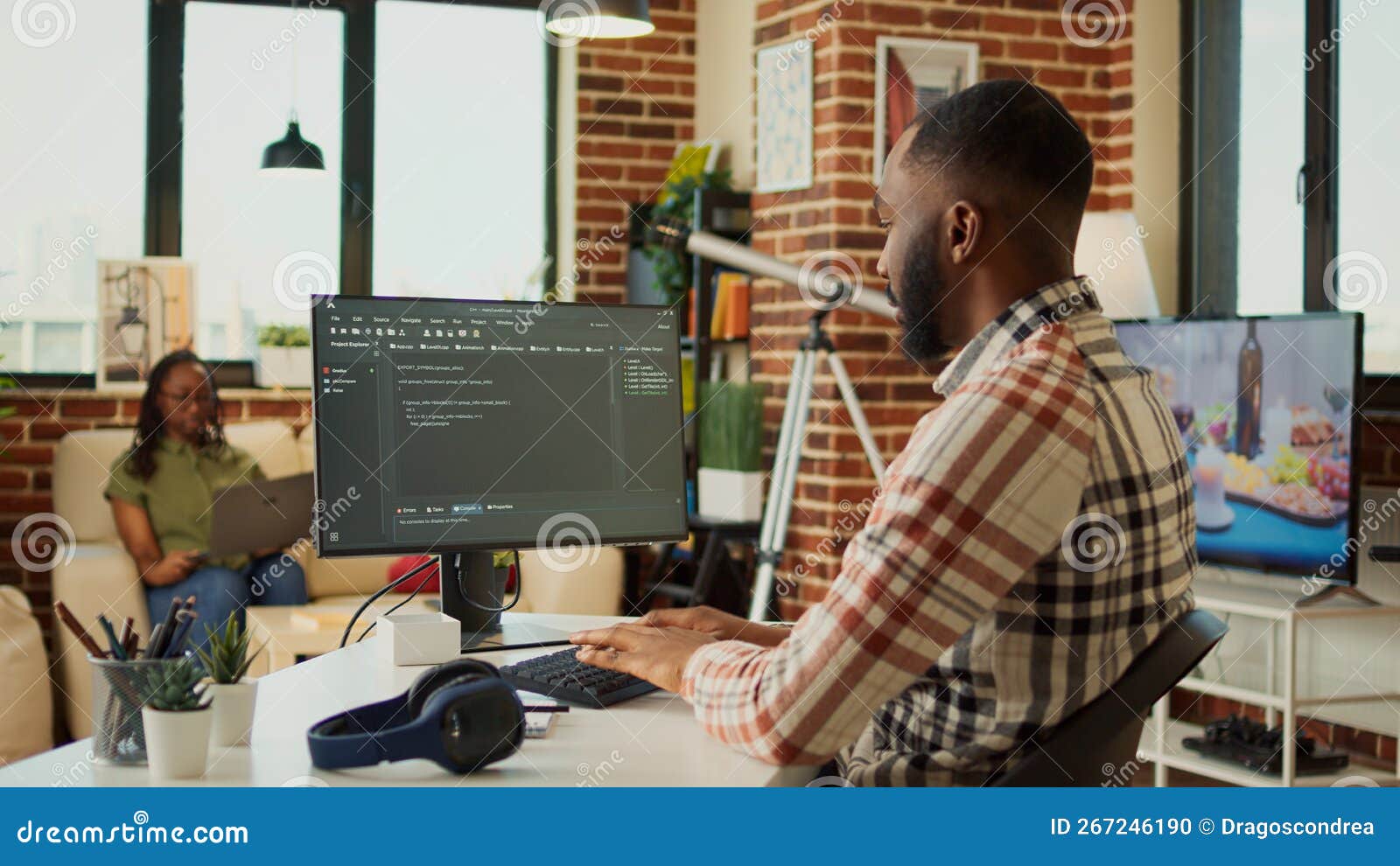 Male App Developer Using Html Script Code on Computer Stock Photo ...