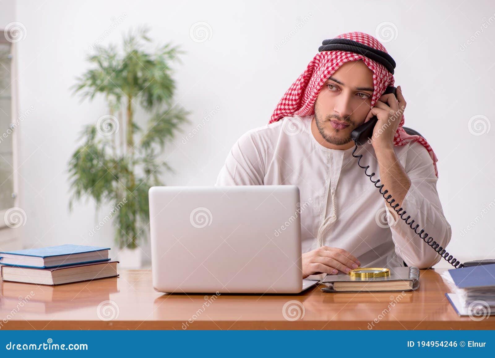 Young Male Arab Employee Working in the Office Stock Photo - Image of ...