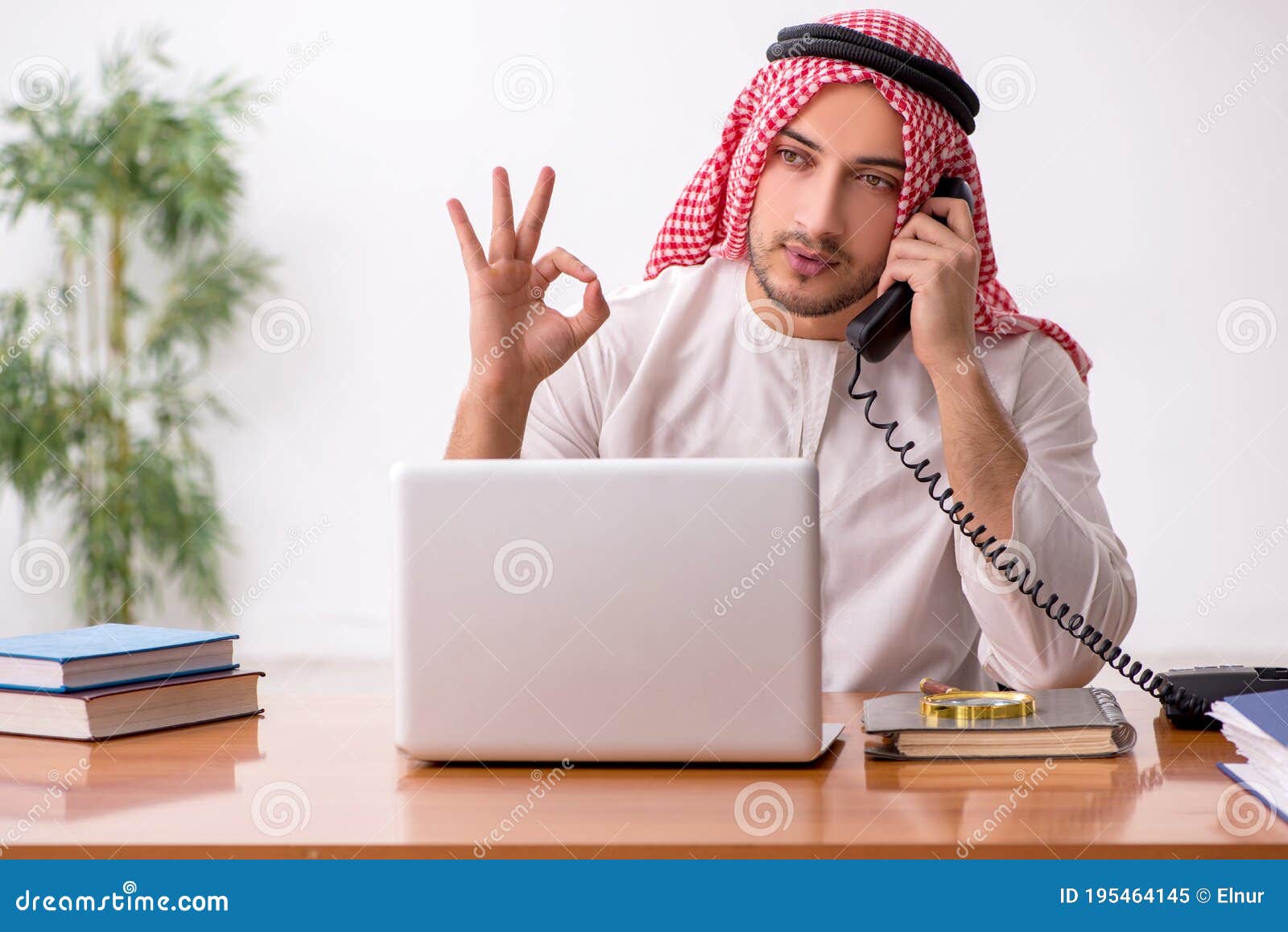 Young Male Arab Employee Working in the Office Stock Image - Image of ...