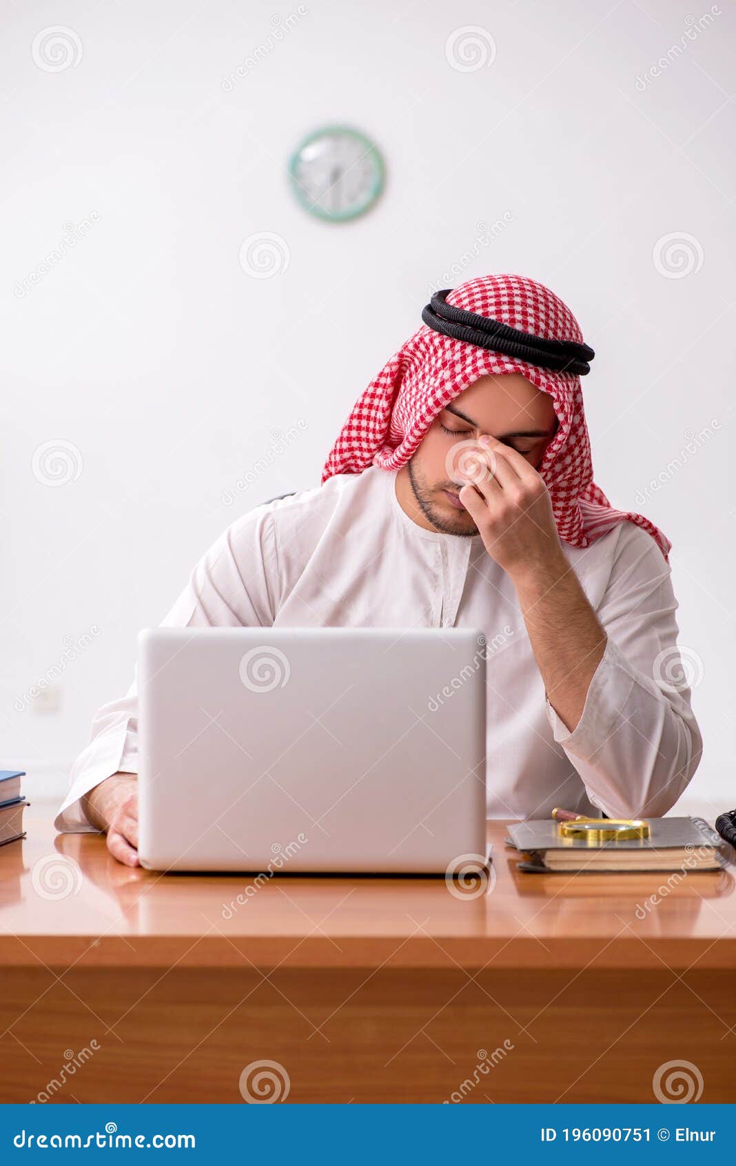 Young Male Arab Employee Working in the Office Stock Image - Image of ...