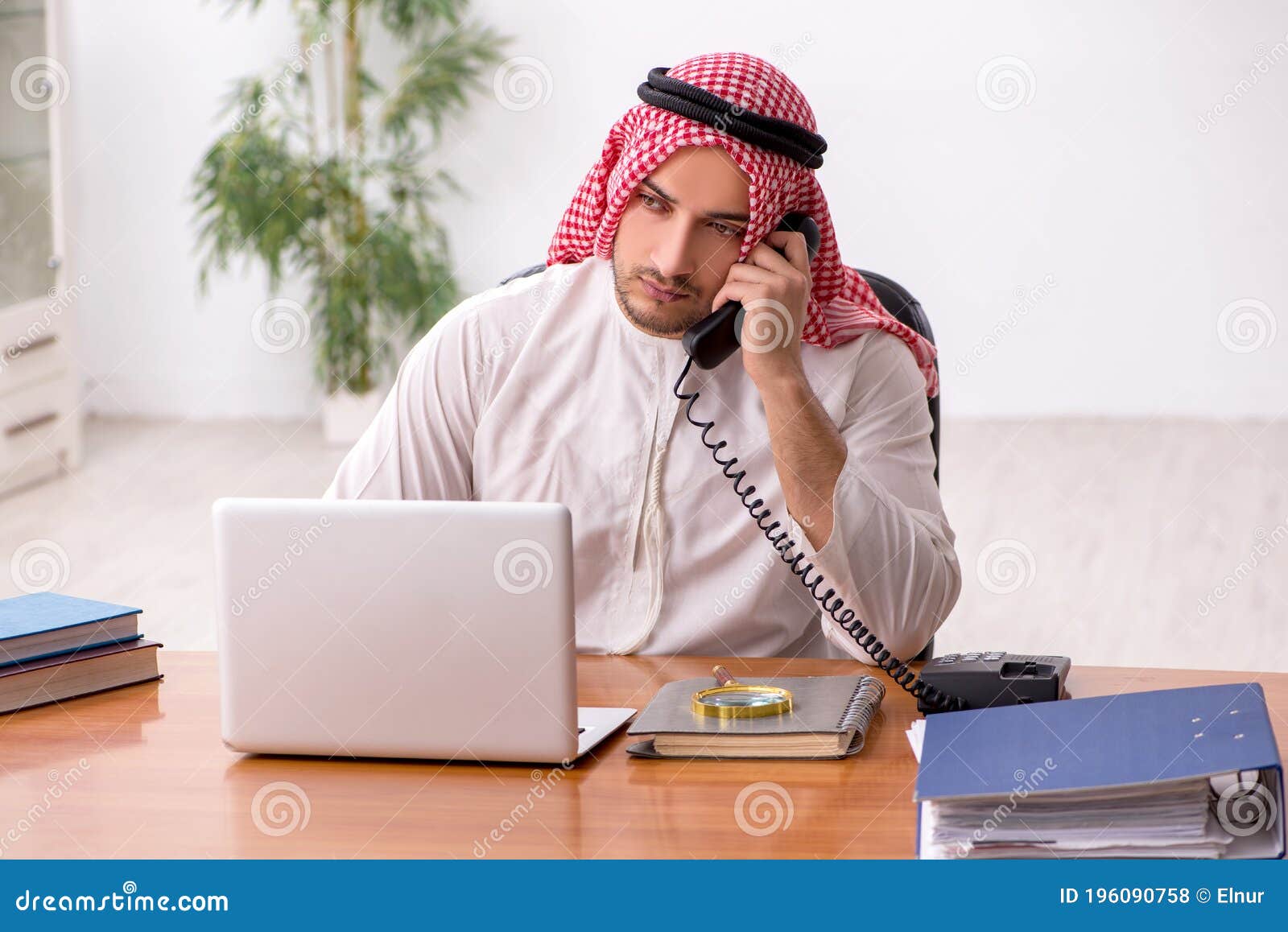 Young Male Arab Employee Working in the Office Stock Photo - Image of ...