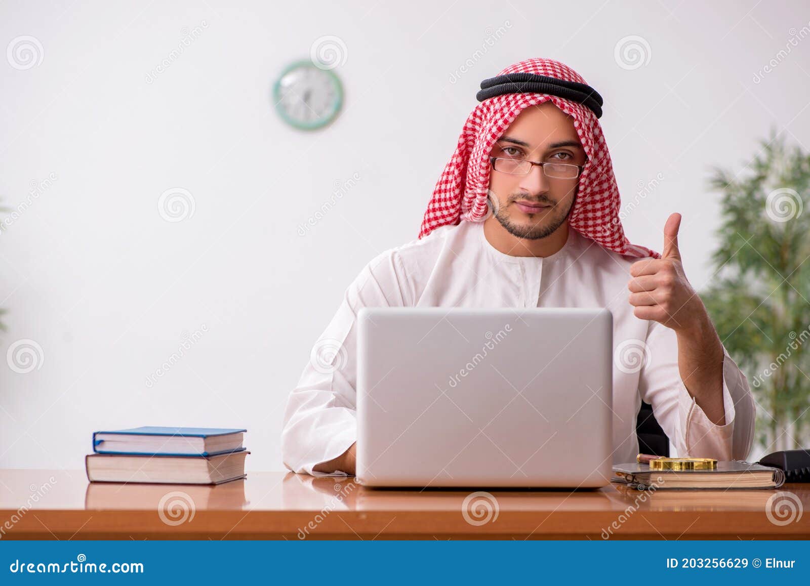 Young Male Arab Employee Working in the Office Stock Image - Image of ...