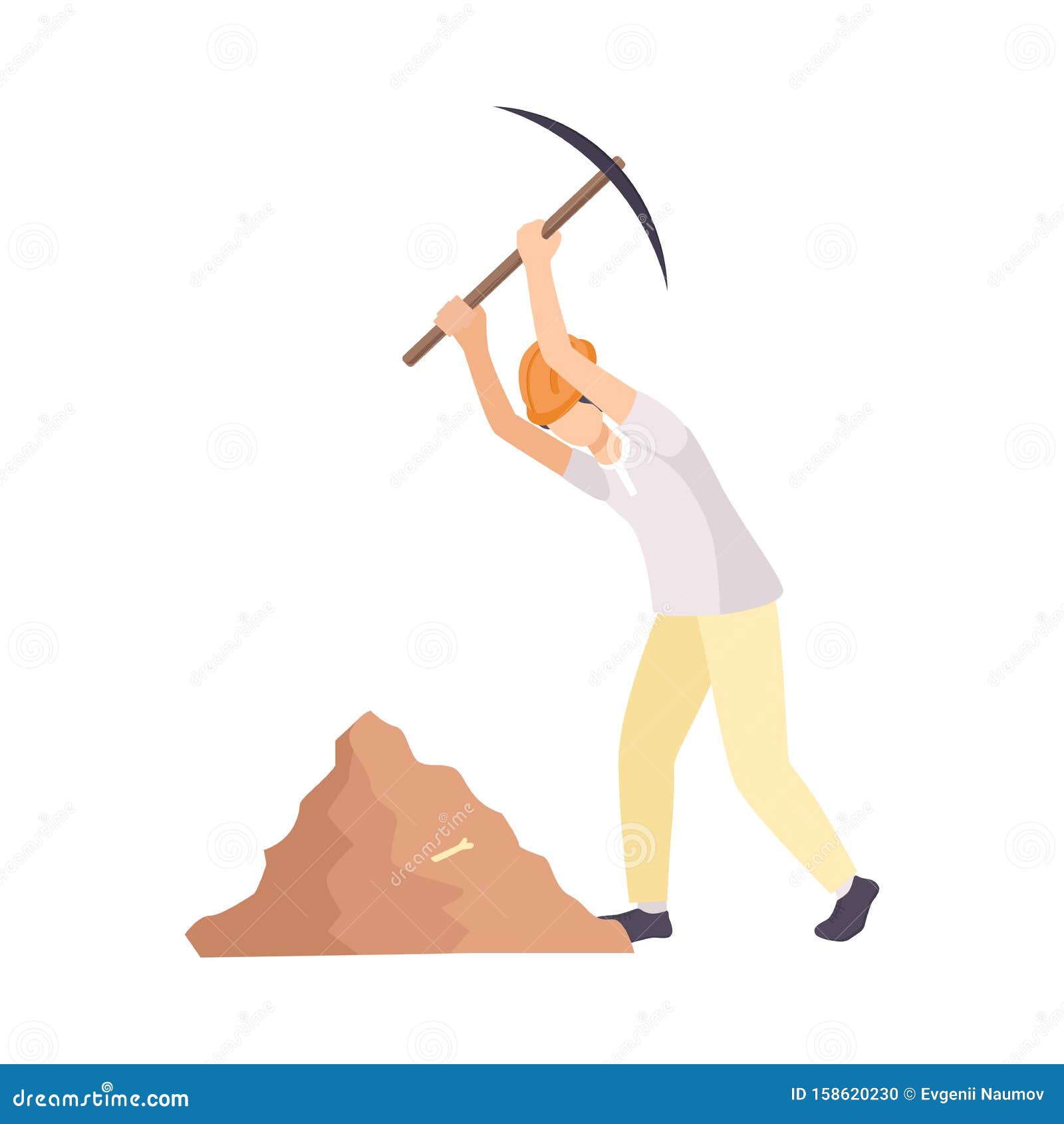 Male Archaeologist Digging Soil With Shovel, Scientist Working On ...