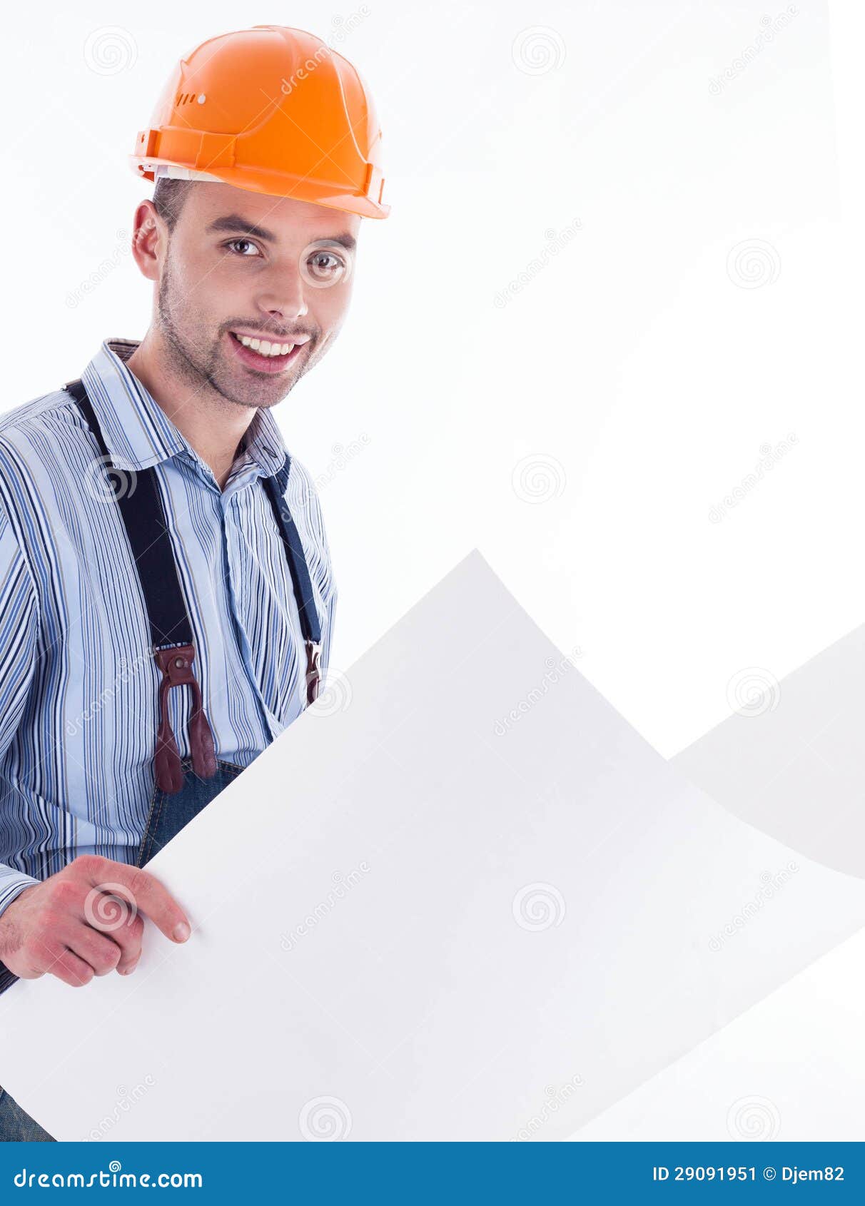 Male Architect Against White Background Stock Image - Image of builder ...